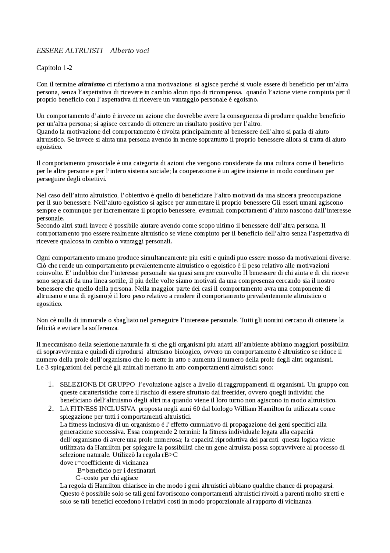 Essere Altruisti Di Alberto Voci Docsity
