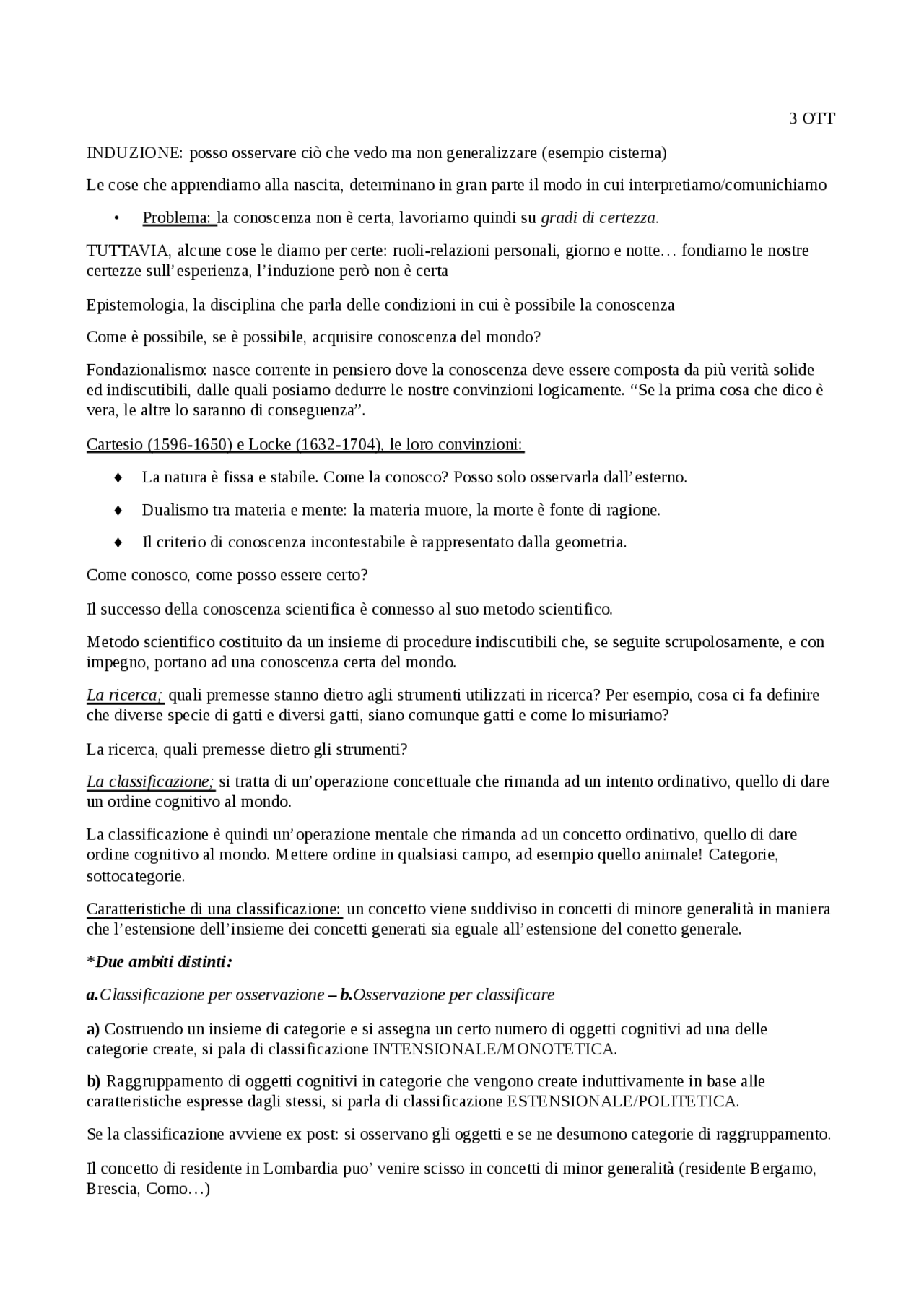 Riassunti Slide E Lezioni 1° Semestre Corso Di Teoria E Metodo Della