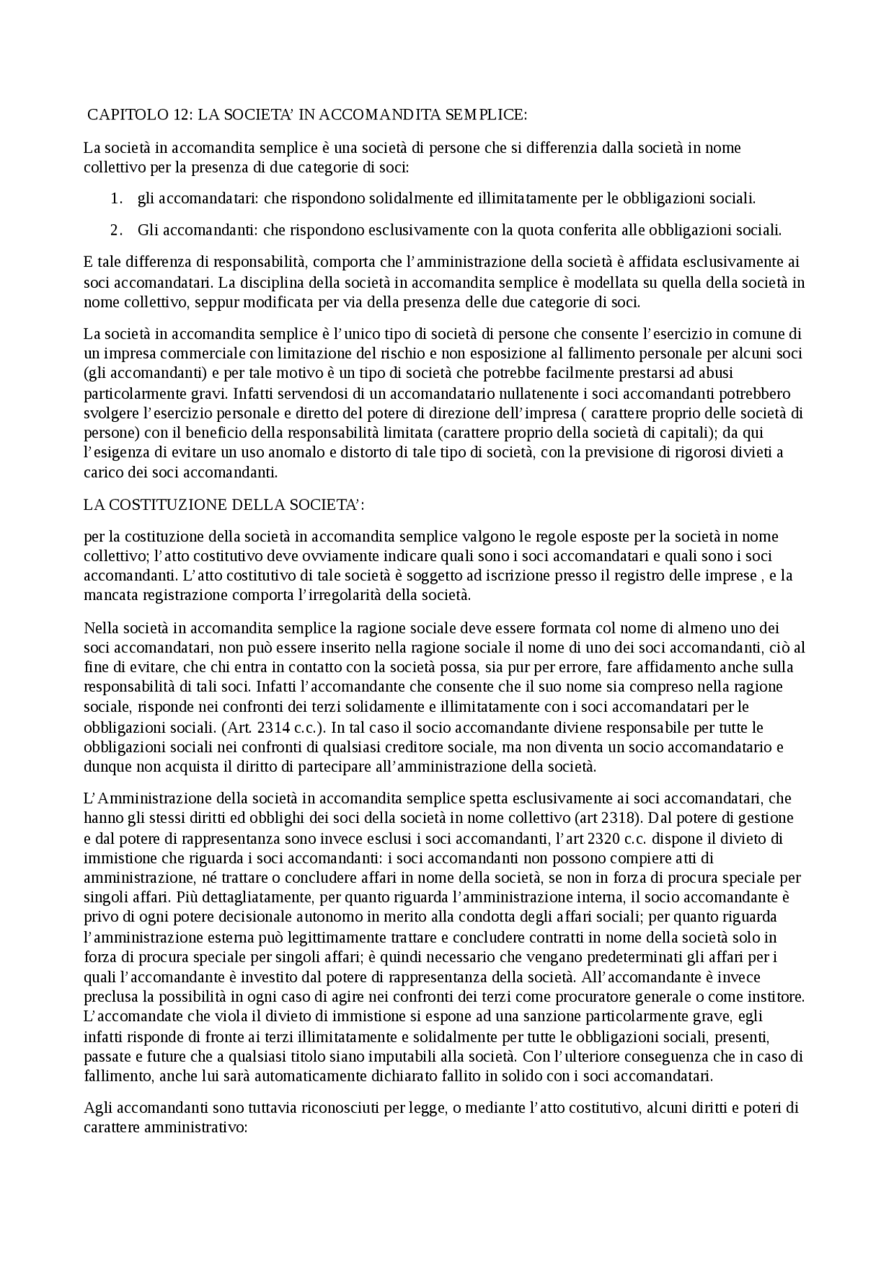 Società In Accomandita Semplice Docsity