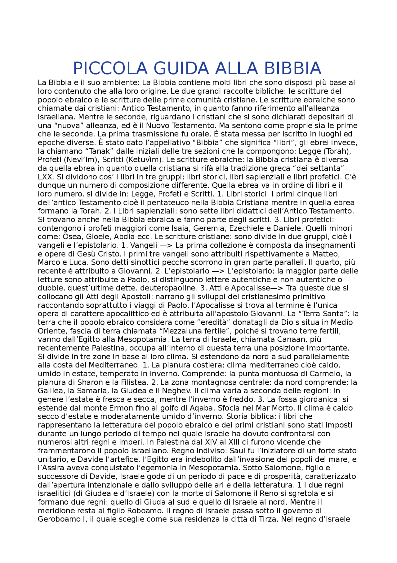 Piccola Guida Alla Bibbia Docsity