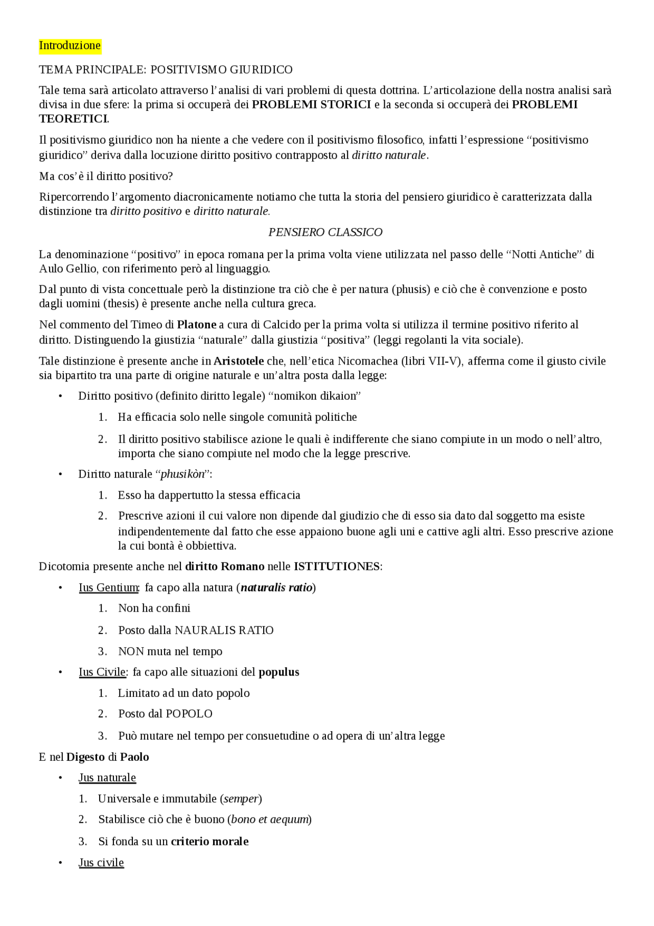 Positivismo Giuridico Principali Caratteristiche Docsity