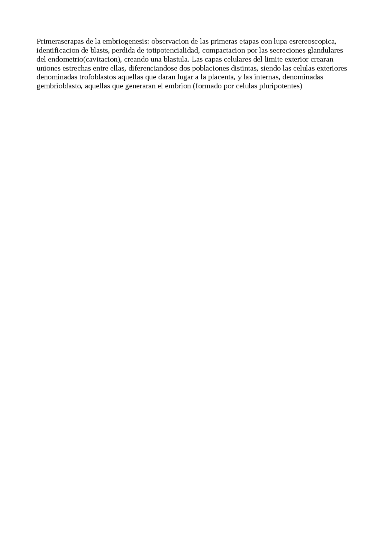 Apuntes Desarrollo Embrionario Docsity