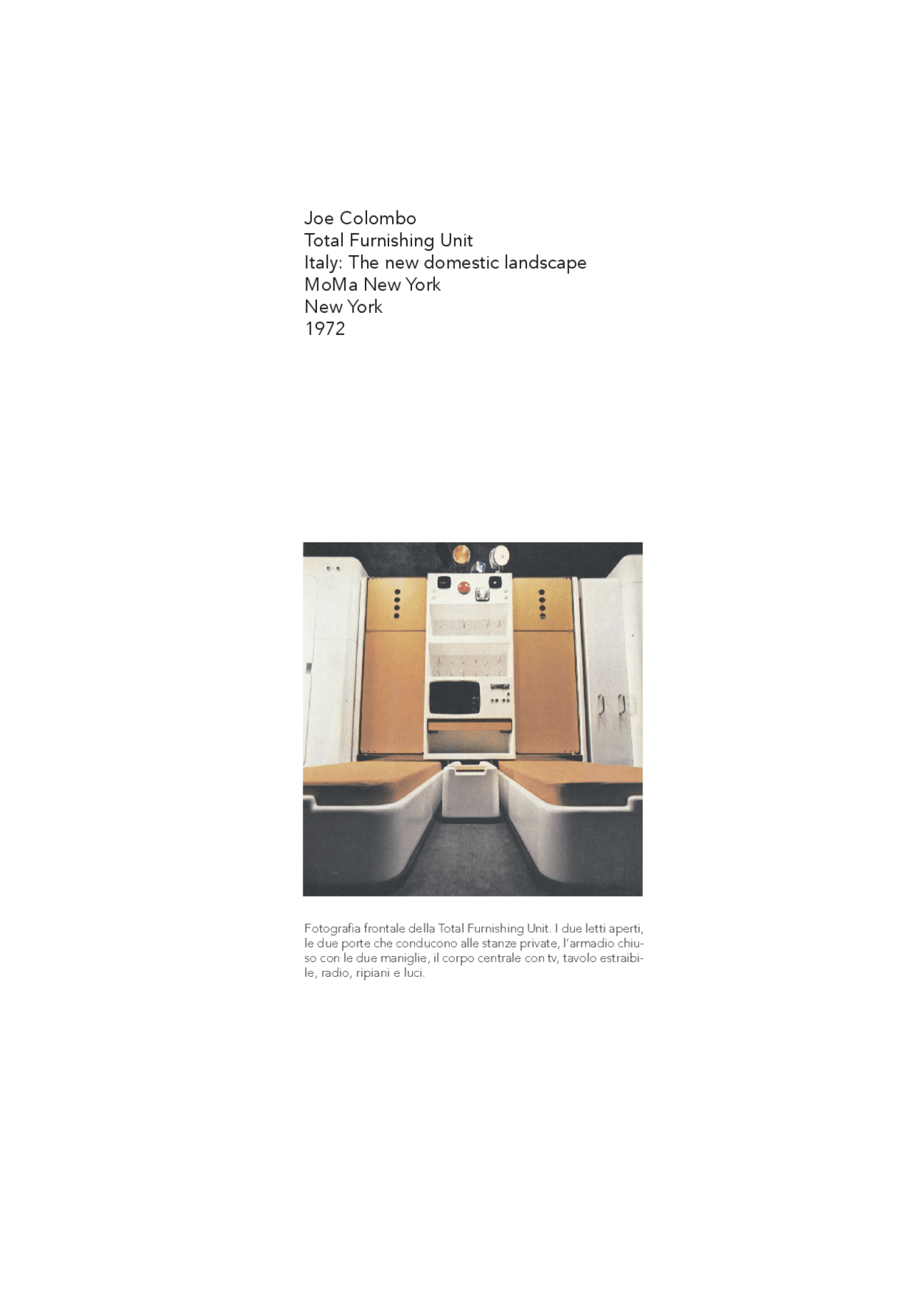 Joe Colombo Total Furnishing Unit | Esercizi di Architettura | Docsity