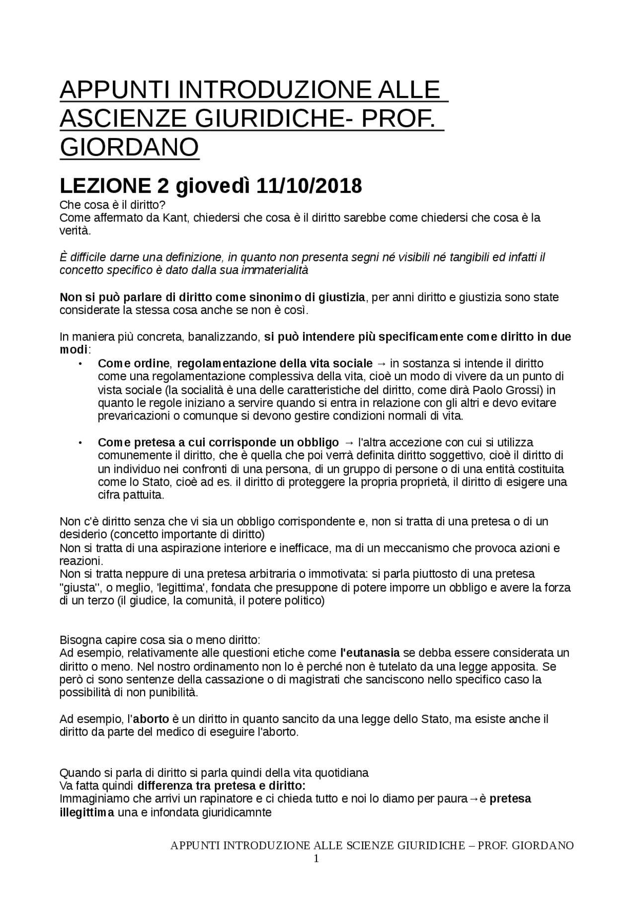 Un Lessico Giuridico Docsity