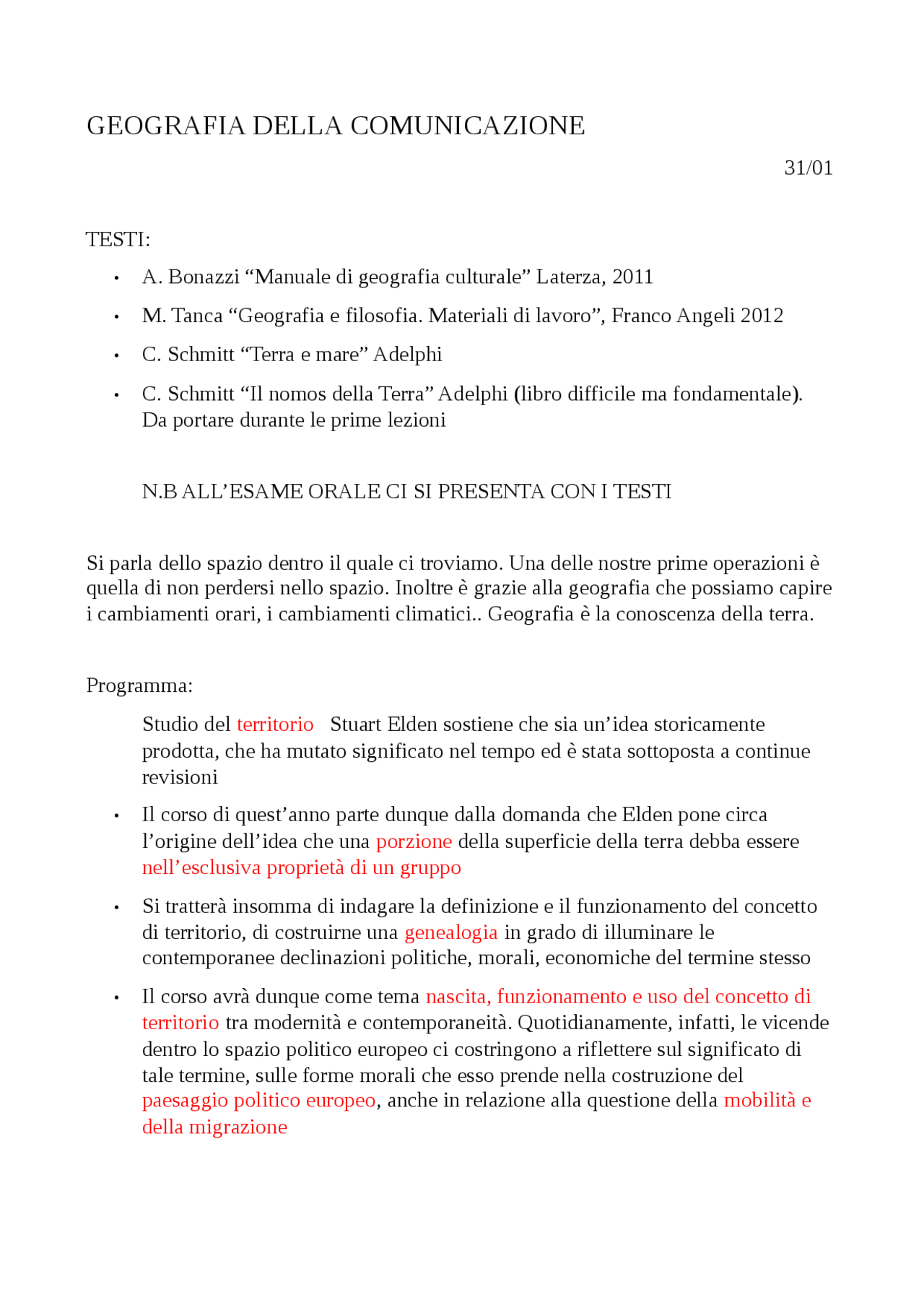 Geografia Della Comunicazione Docsity