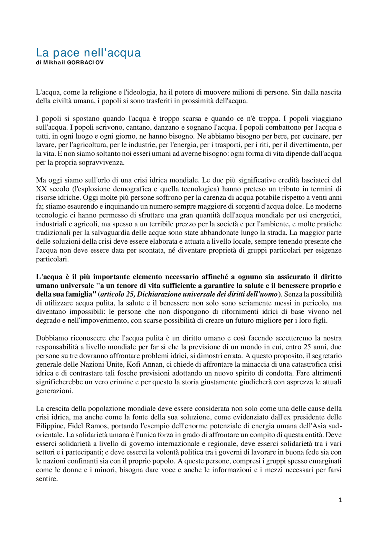 Dispensa La Pace Nellacqua Dispense Di Scienze Ambientali Docsity