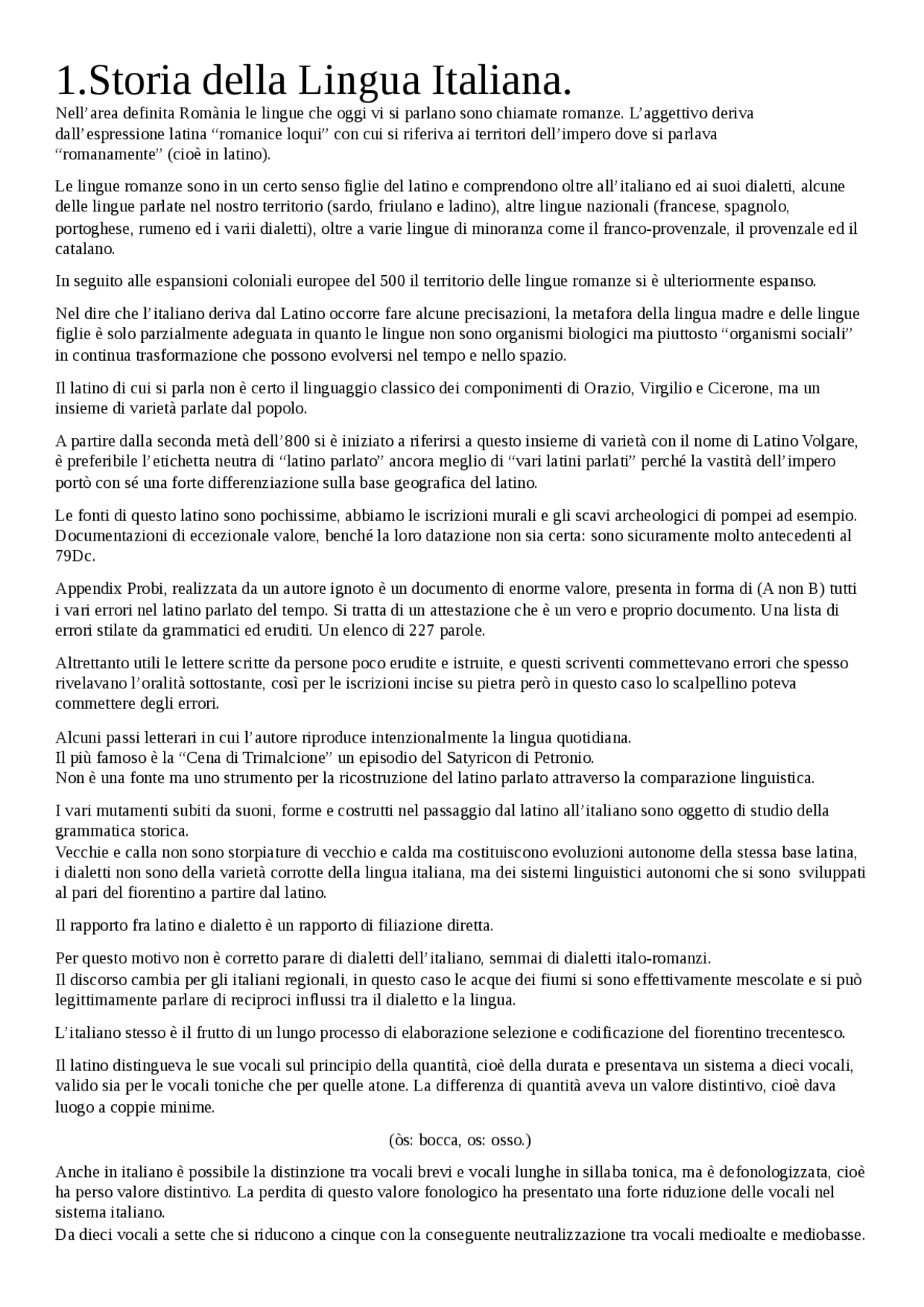 Linguistica Italiana Docsity
