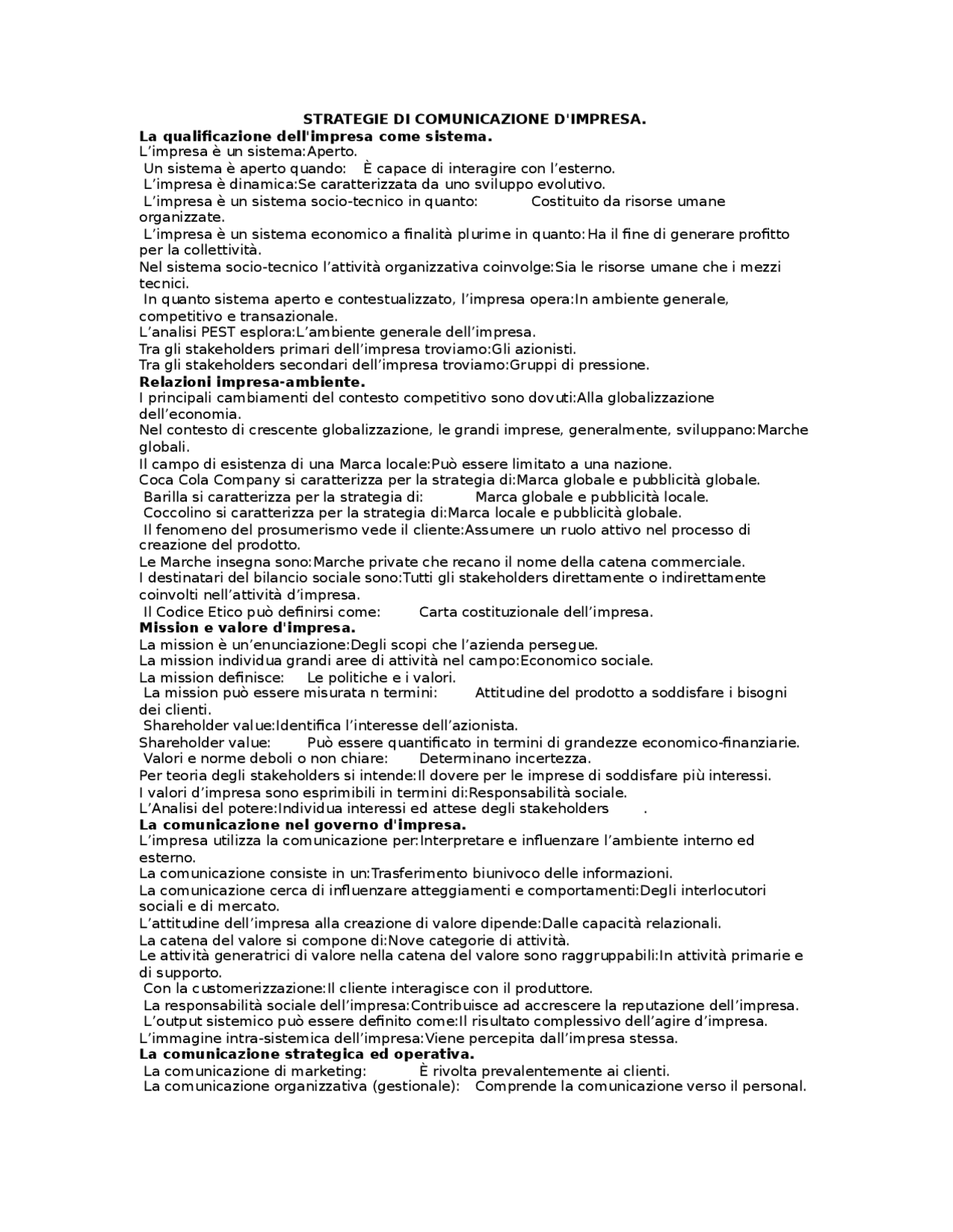 Domande Strategie Di Comunicazione Docsity
