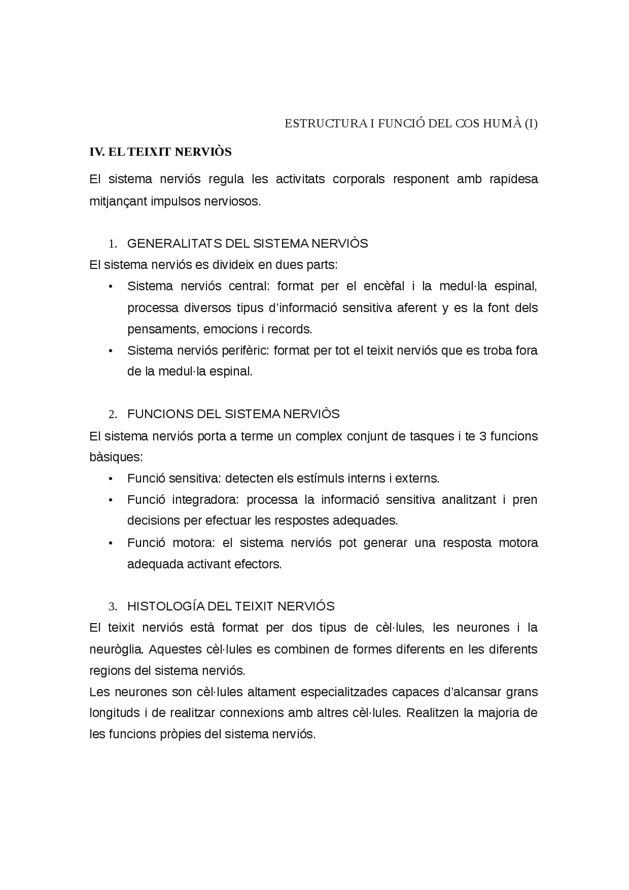 Fisiologia: el teixit nervios - Docsity