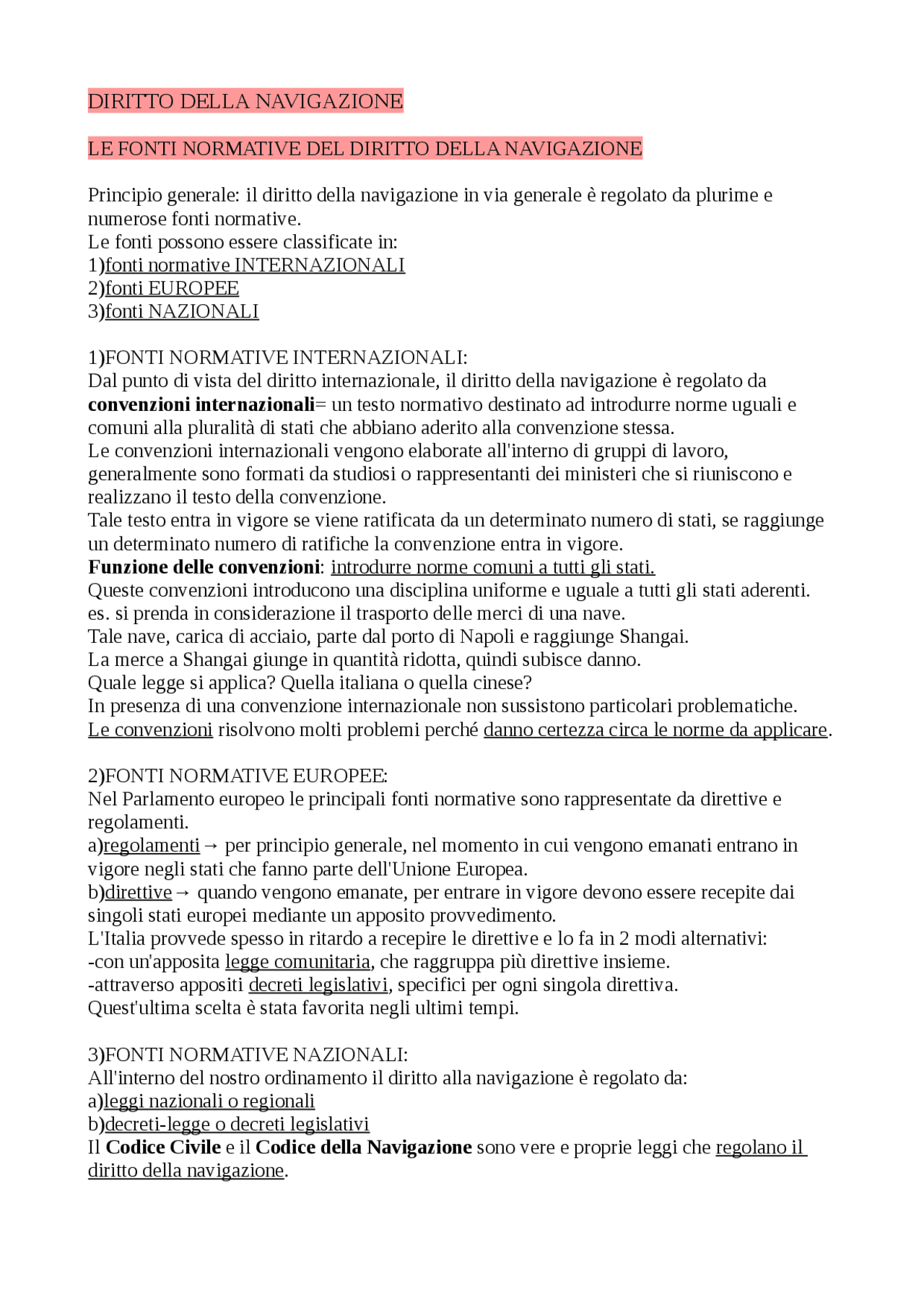 Diritto Della Navigazione Appunti Di Diritto Della Navigazione Docsity