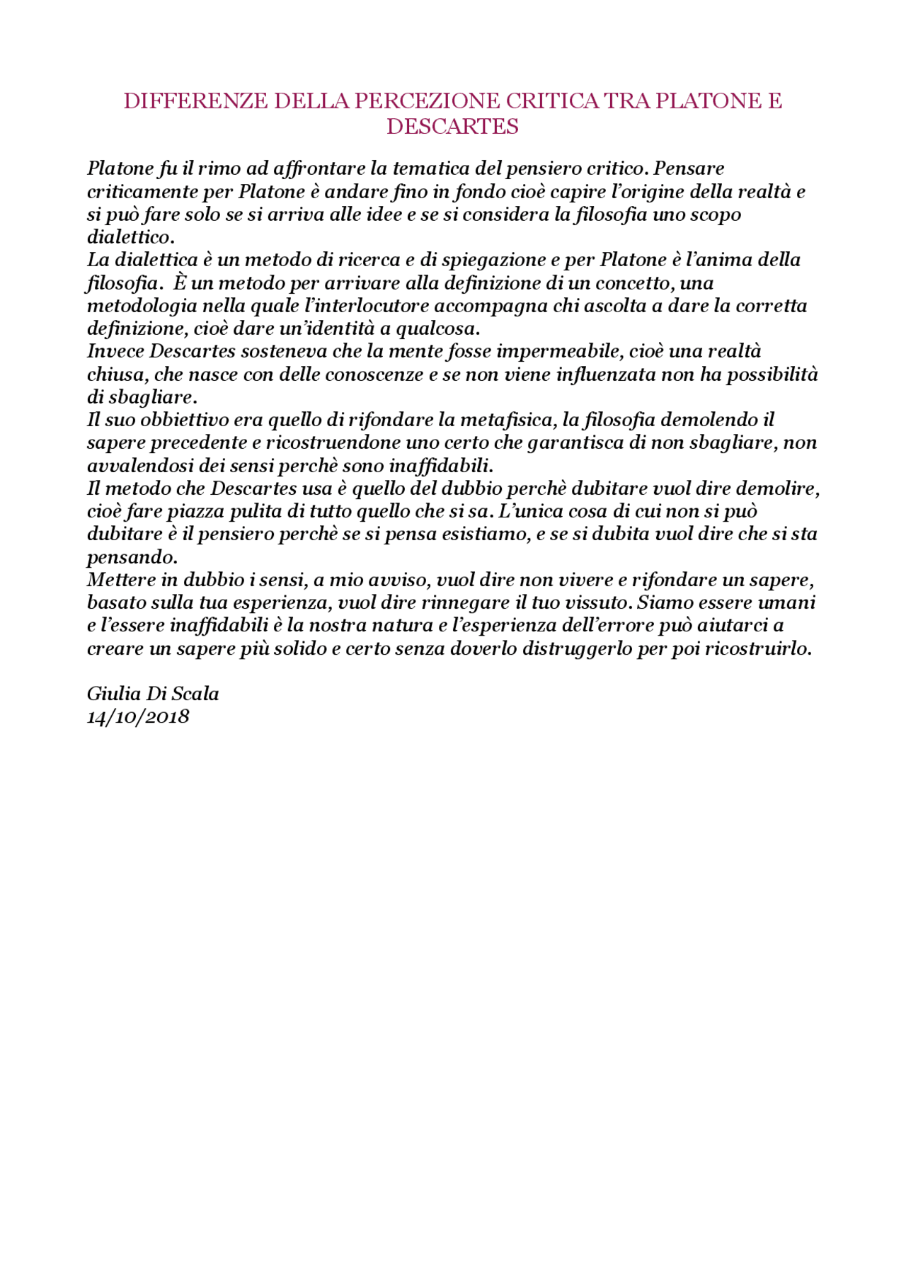 Pensieri A Confronto Docsity