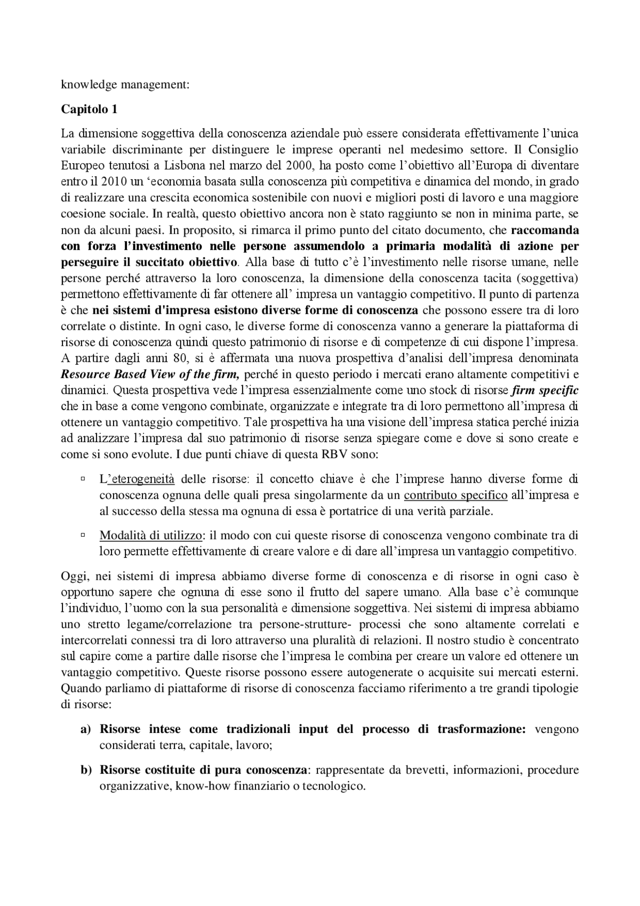Knowledge Management Prof Paniccia Docsity