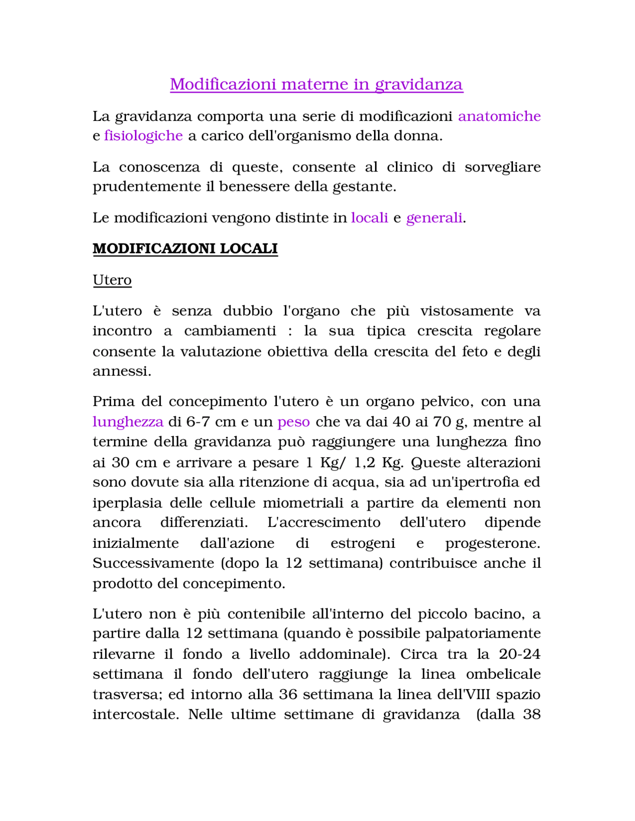 Modificazioni Materne In Gravidanza Docsity