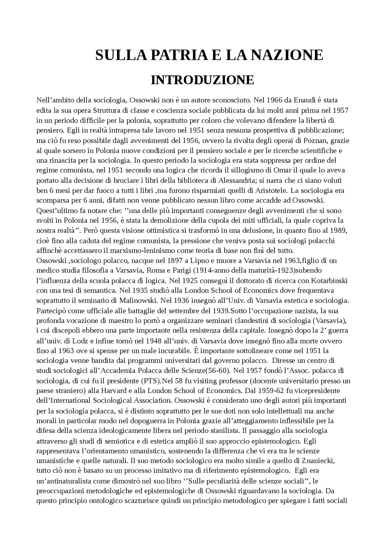 Sulla Patria E La Nazione Docsity
