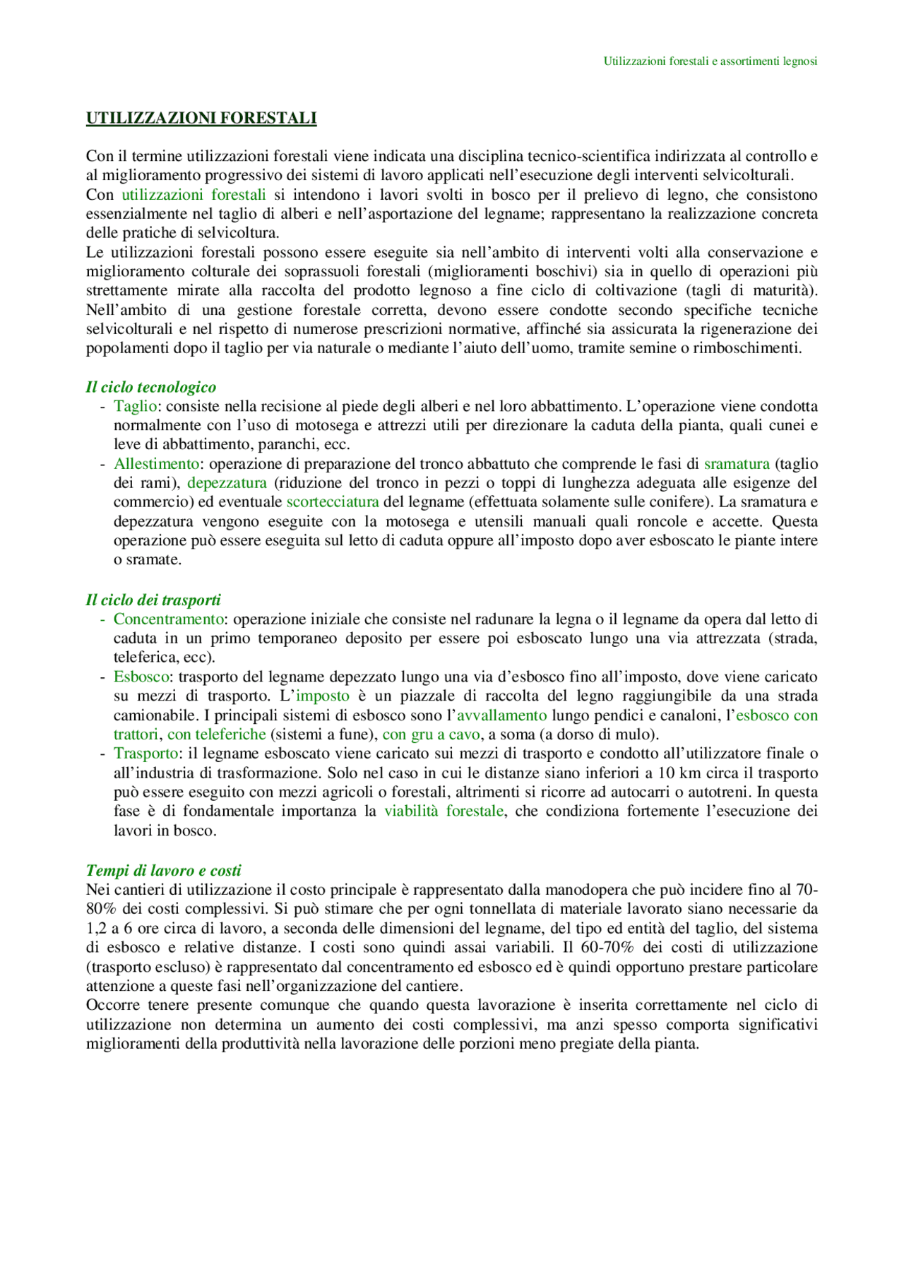 Utilizzazioni Forestali Dispense Di Scienze Forestali Docsity