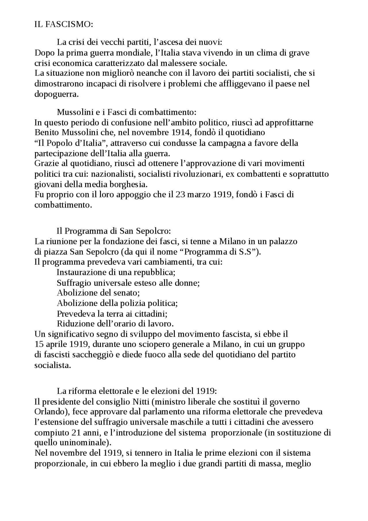 Lepoca Del Fascismo Docsity