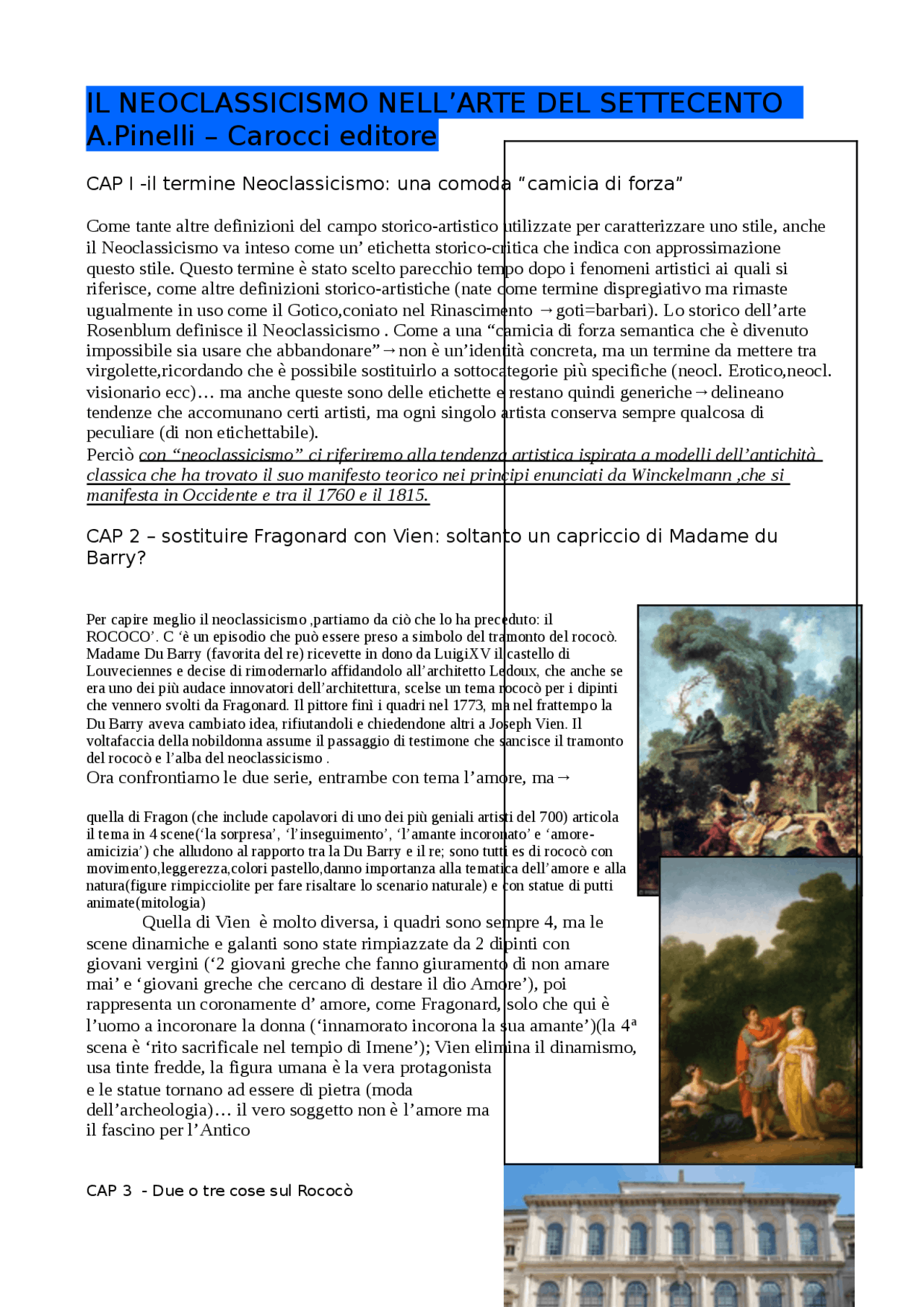 IL NEOCLASSICISMO NELL’ARTE DEL SETTECENTO A.Pinelli – Carocci editore ...