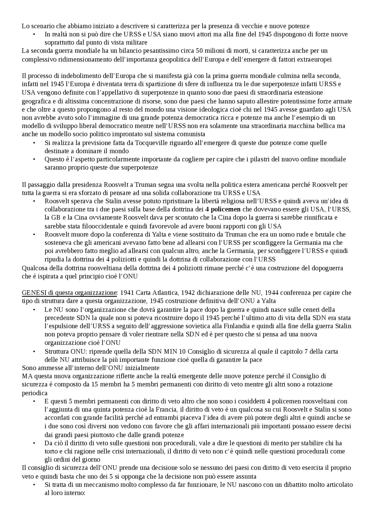 Storia Delle Relazioni Internazionali Seconda Parte Docsity