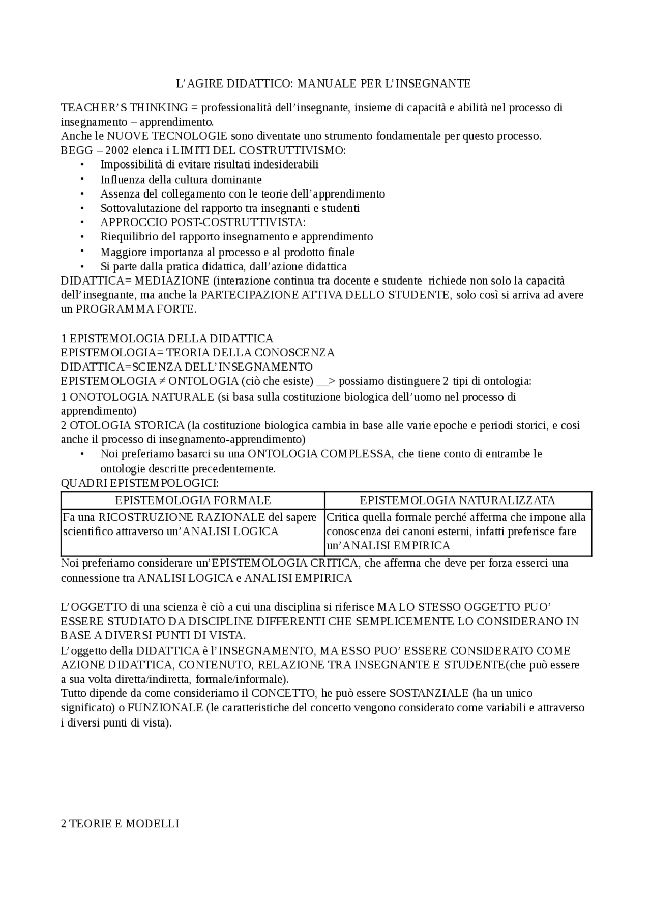 Agire Didattico Didattica Generale Docsity