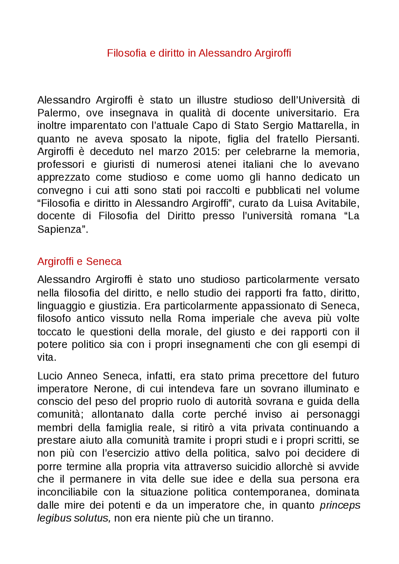 Filosofia e diritto in Alessandro Argiroffi - Docsity