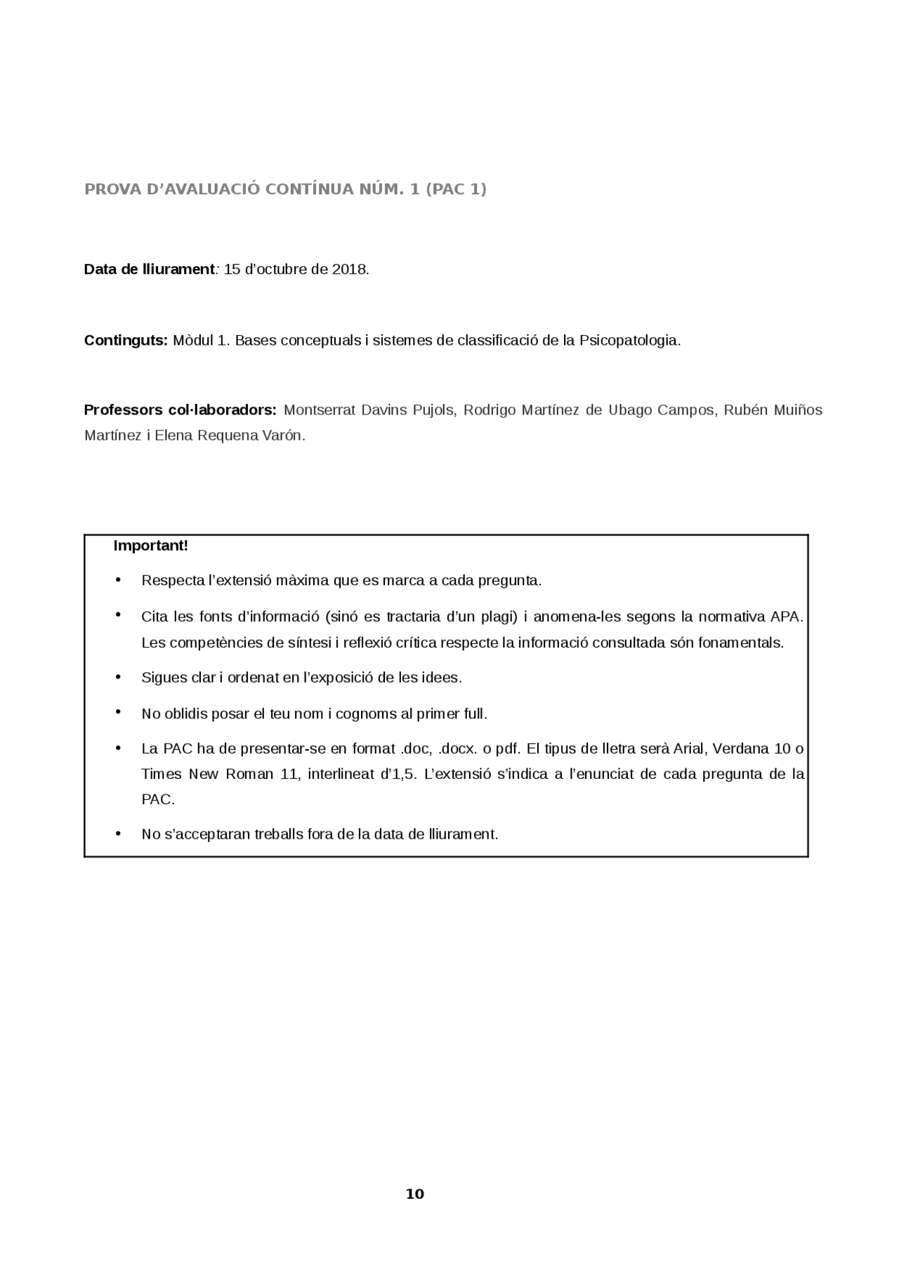 Pac 1 Psicopatologia Dadults Docsity