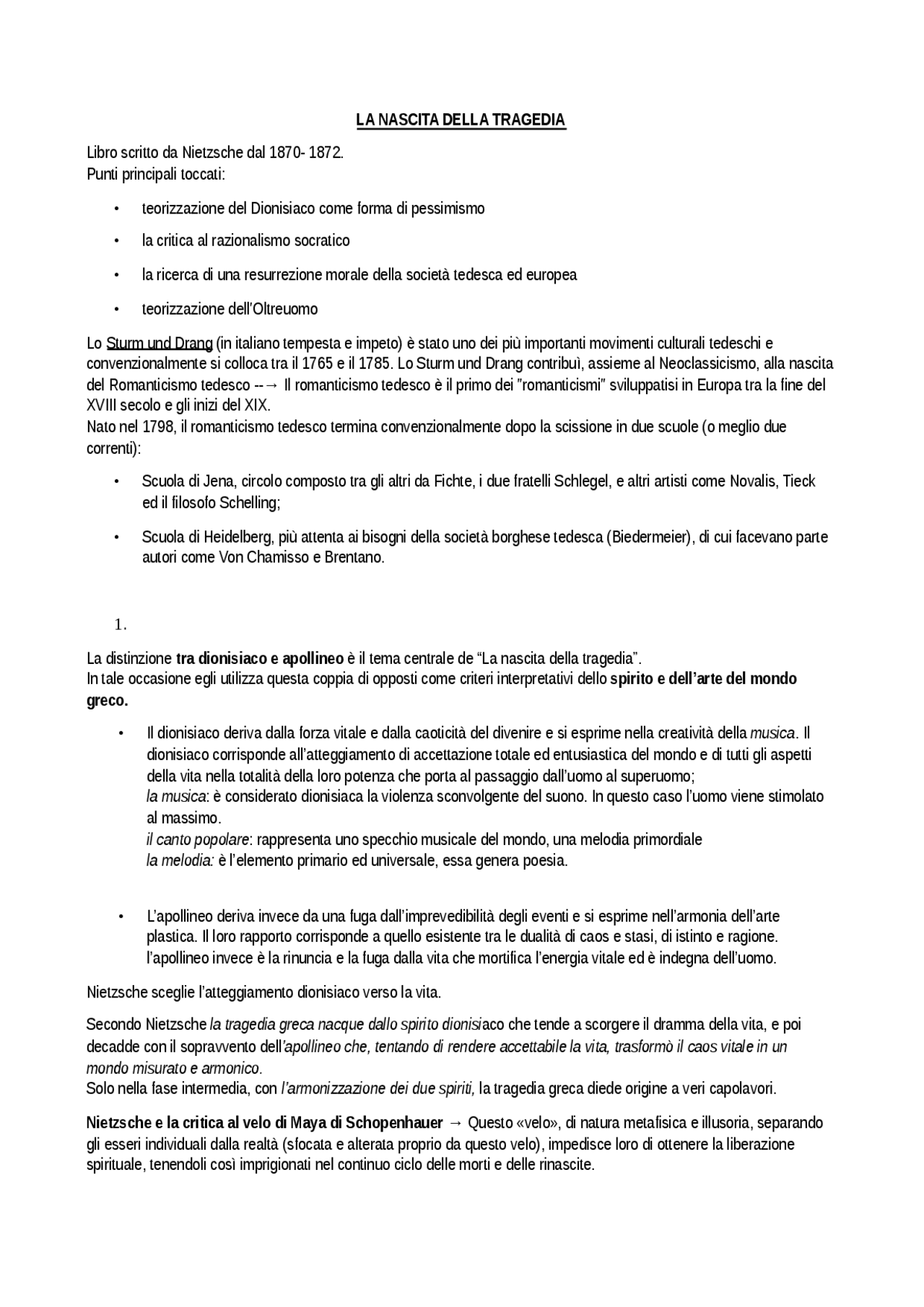 La Nascita Della Tragedia Docsity