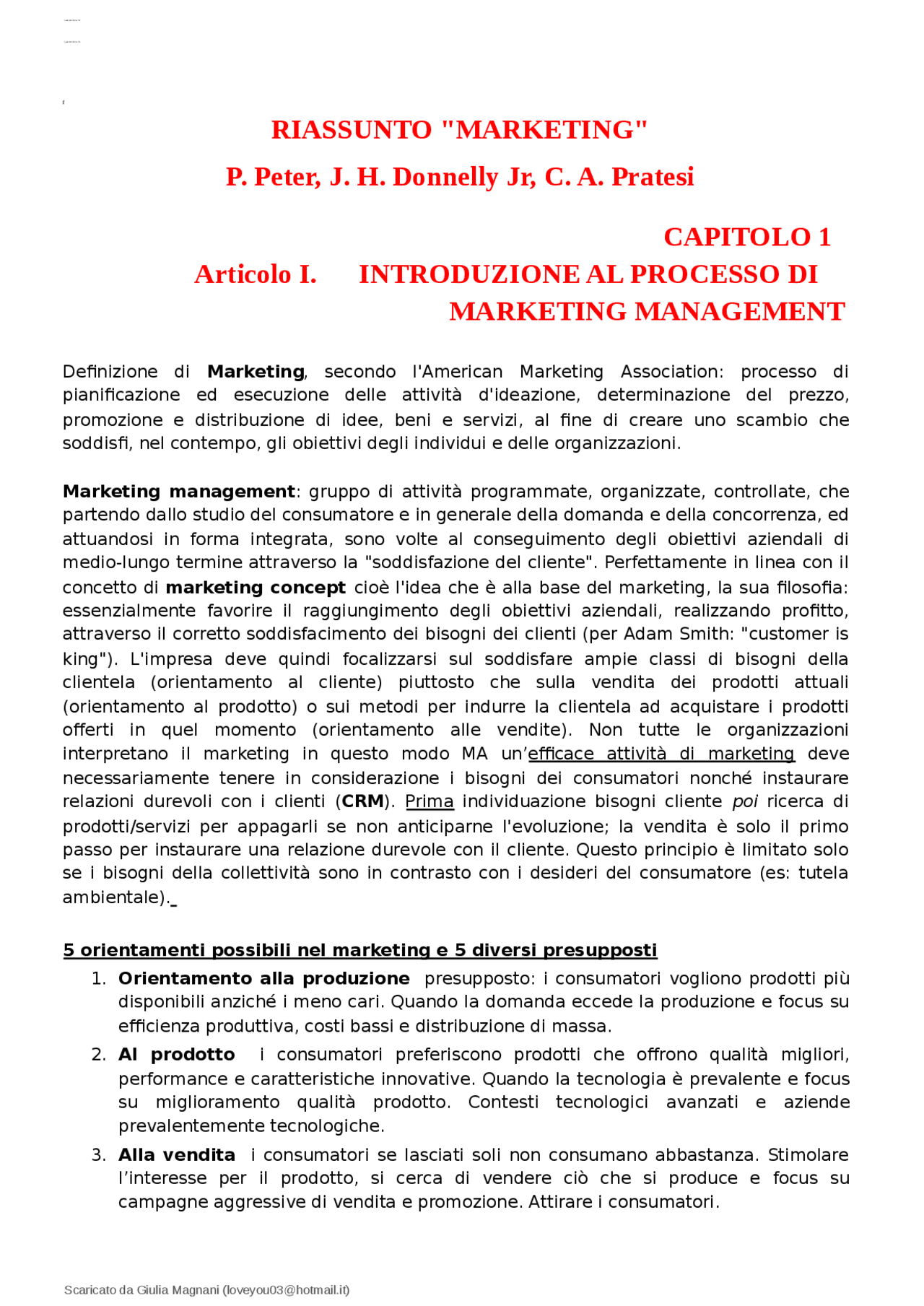 Marketing Sesta Edizione Docsity