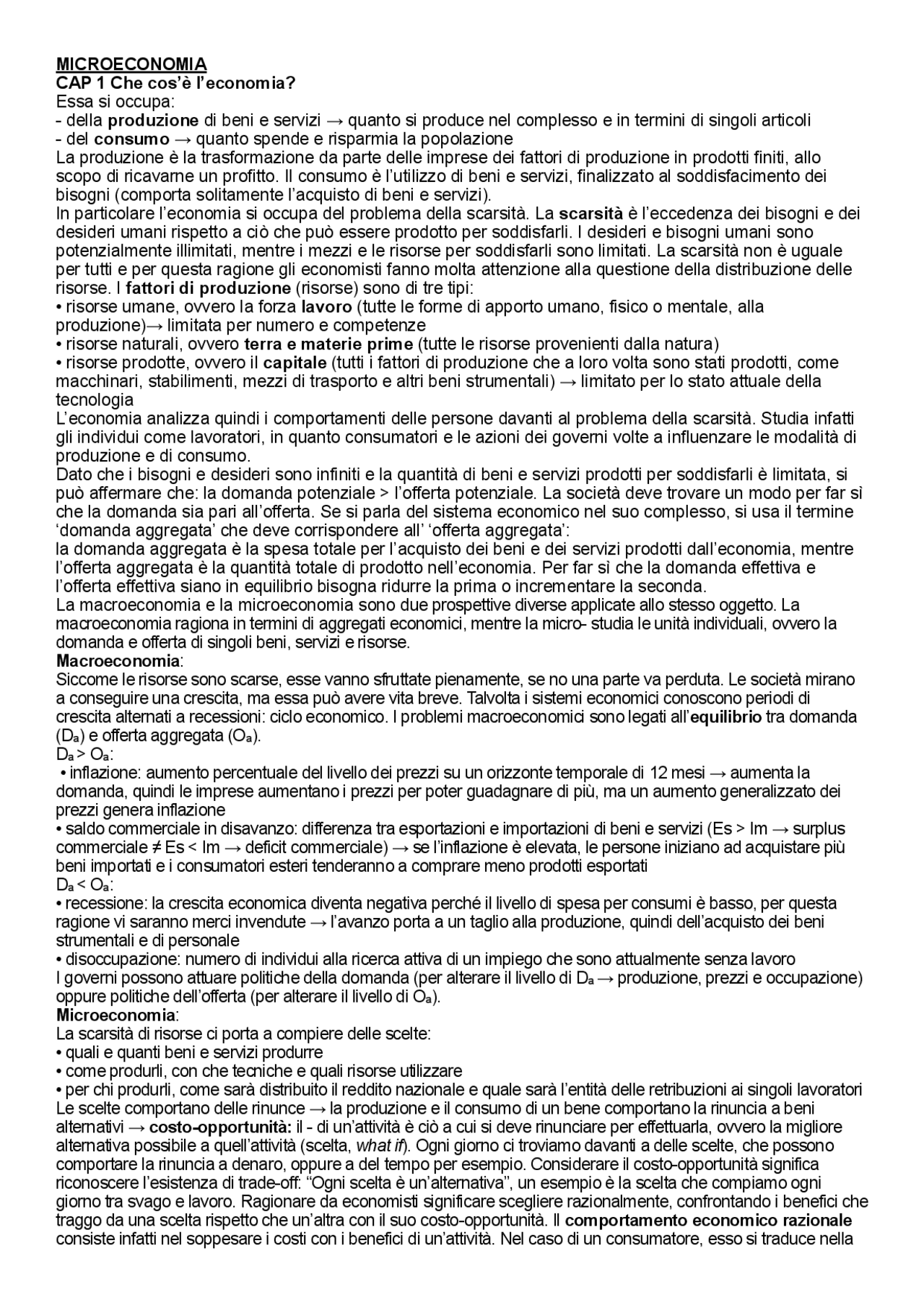 Microeconomia Teoria Appunti Di Microeconomia Docsity