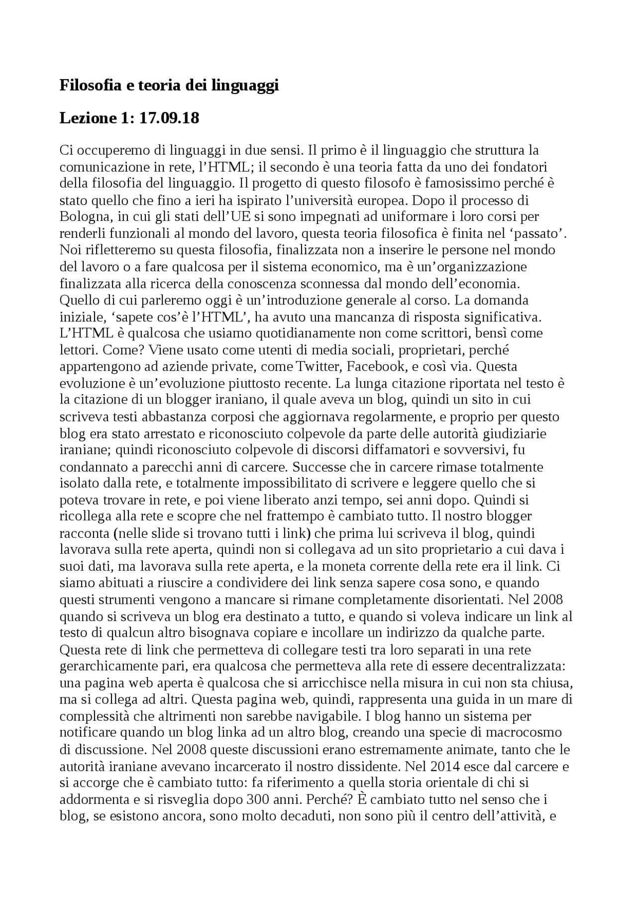 Appunti Filosofia E Teoria Del Linguaggio Docsity