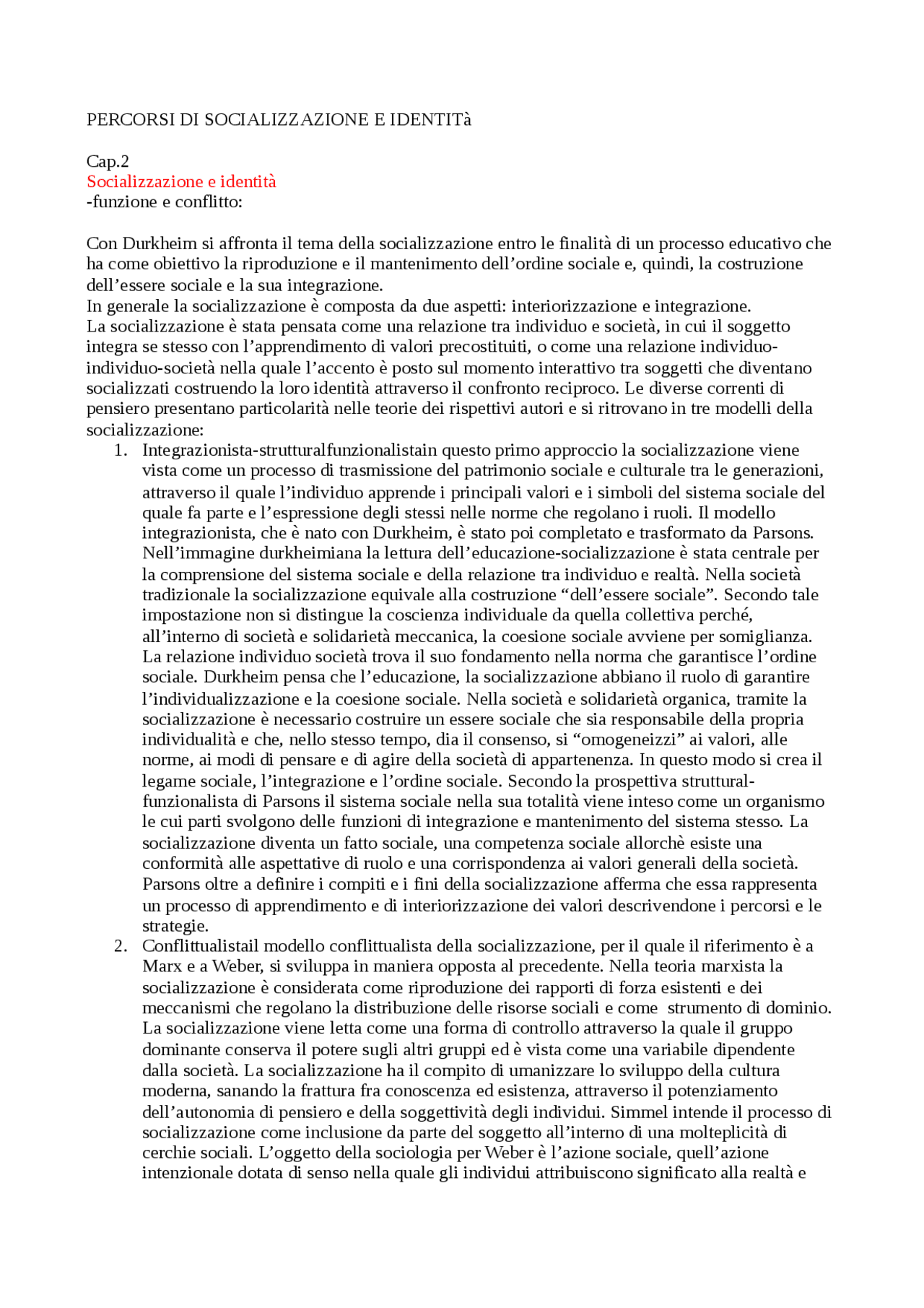 Percorsi Di Socializzazione E Identità Docsity