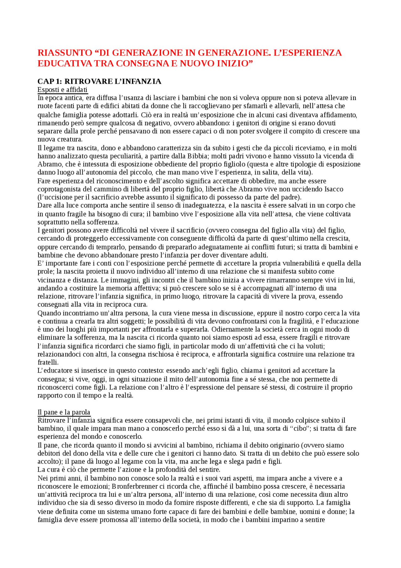 Di Generazione In Generazione Di I Lizzola Docsity
