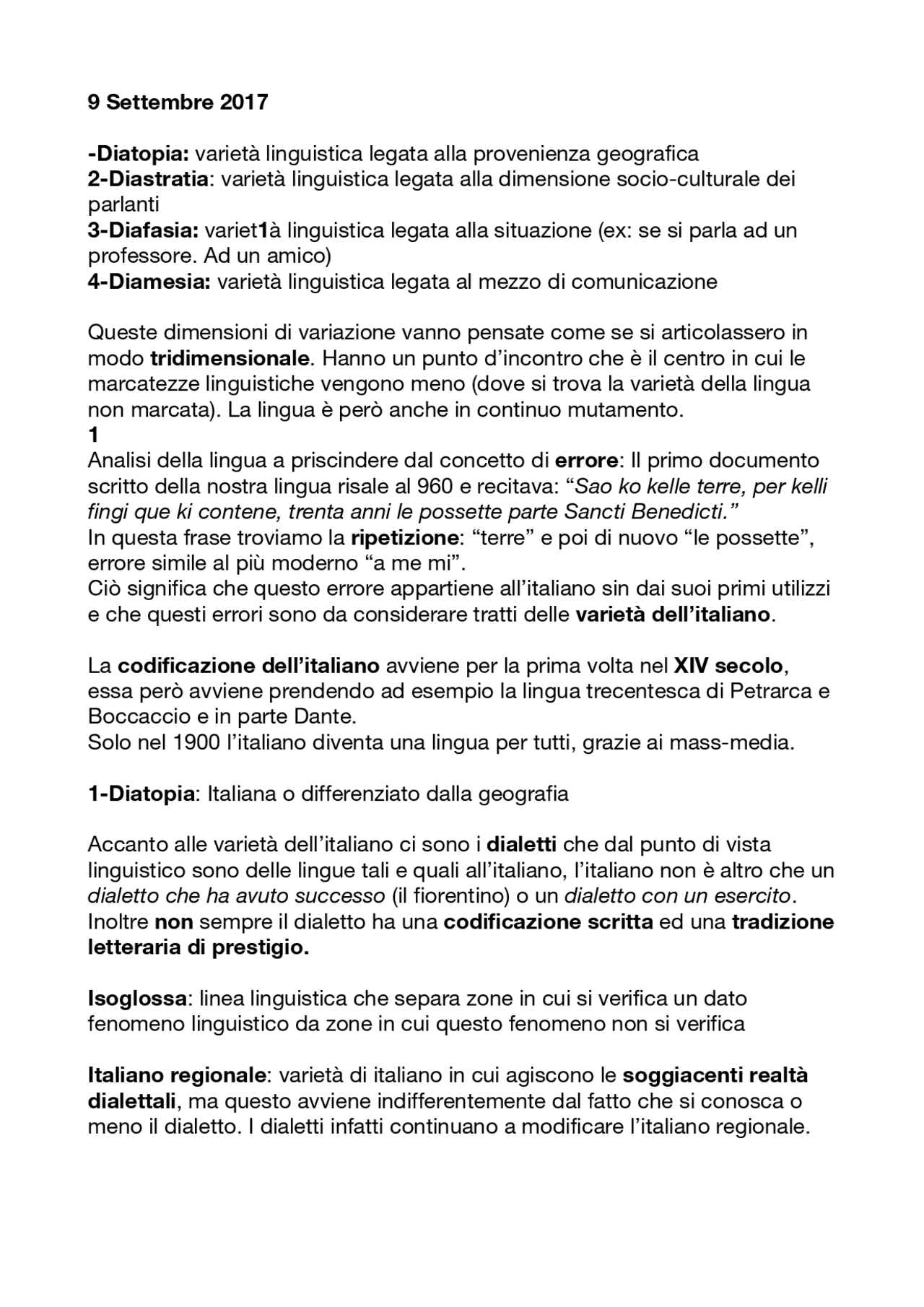 Linguistica Italiana Prof Piotti Docsity