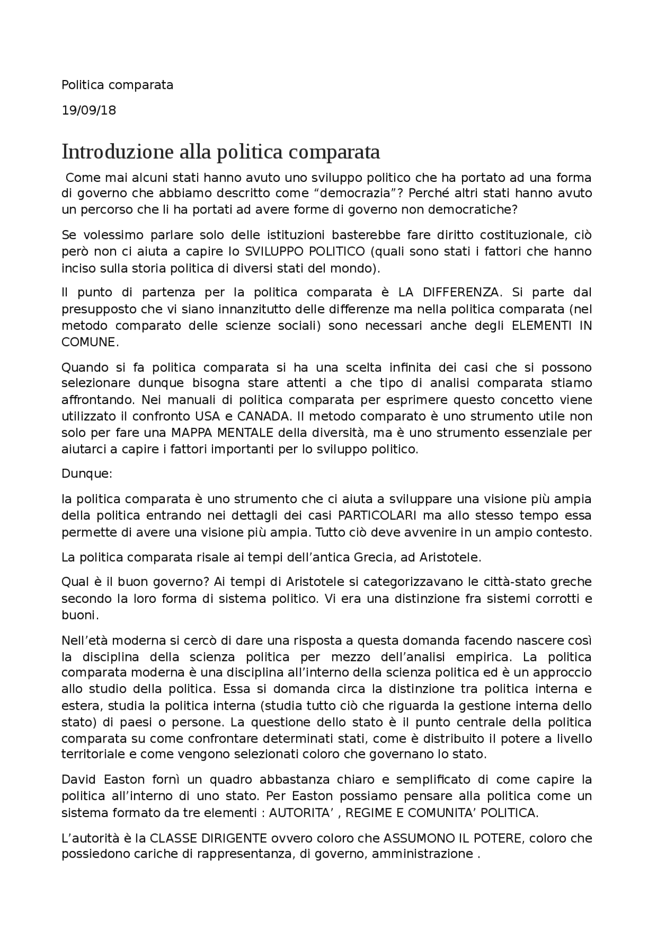 Politica Comparata Unitn Docsity