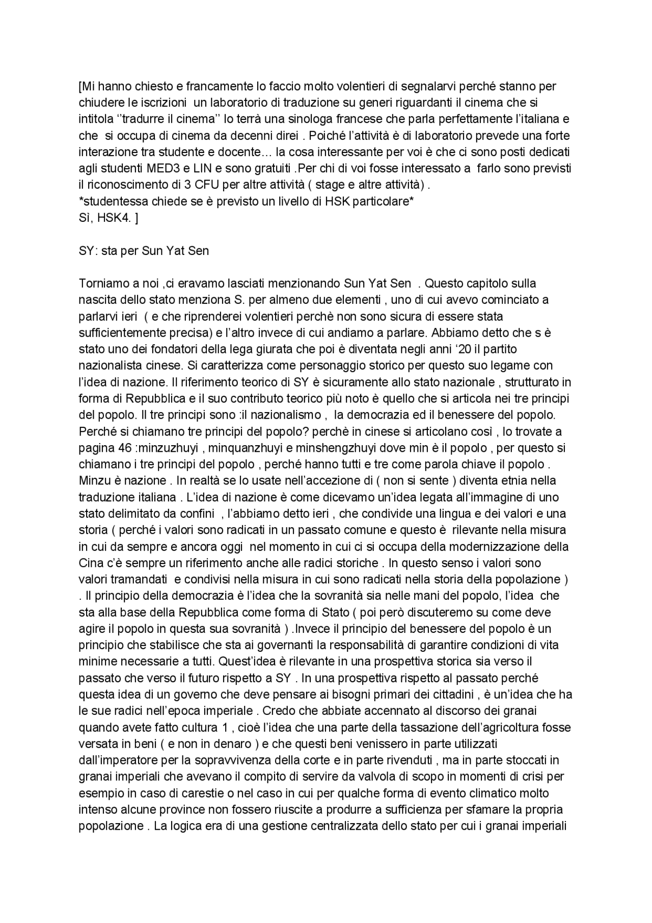 La forma dello Stato Cinese dal 1911 - Docsity