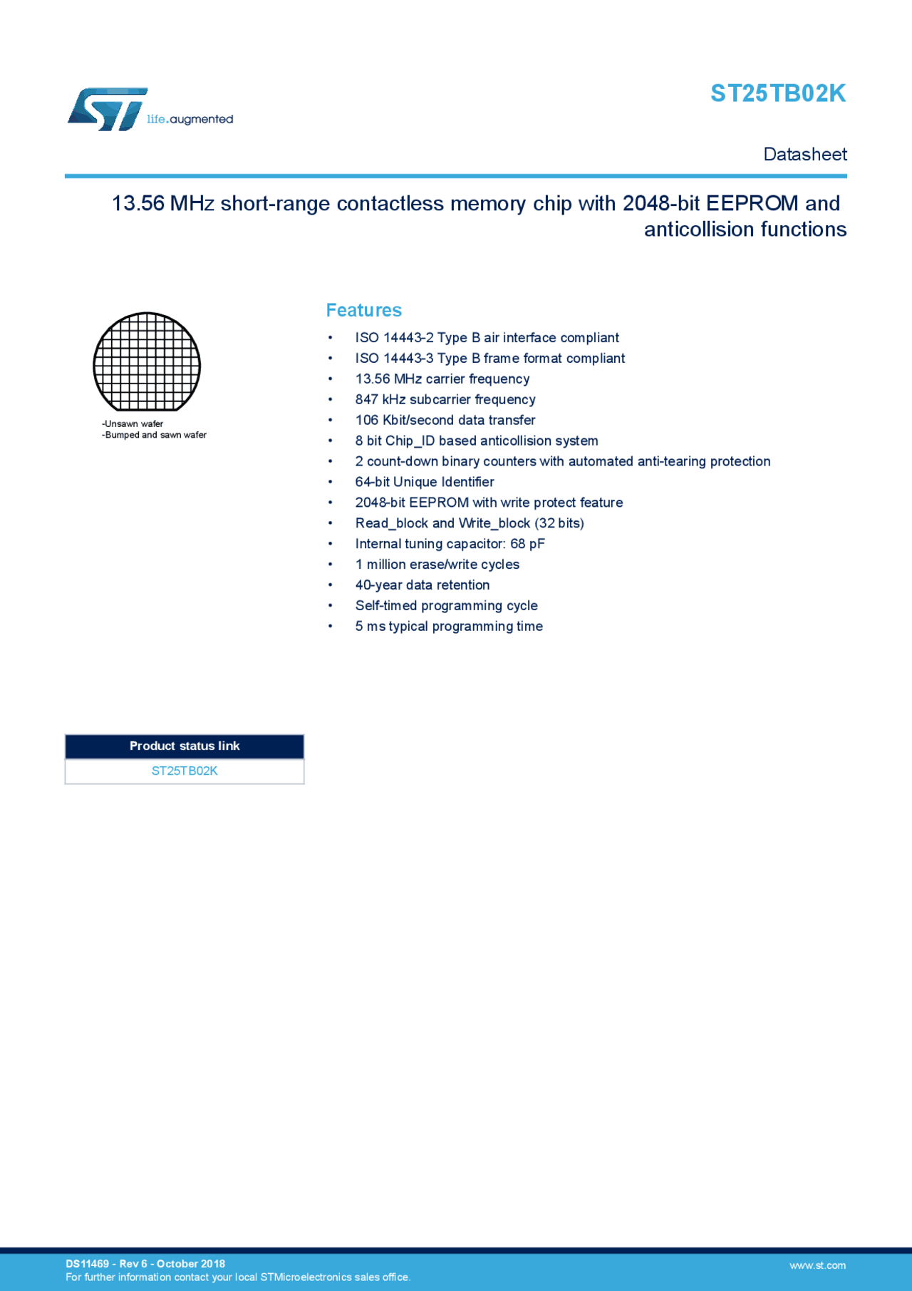 St25tb02k - datasheet of microeletronmics processor - Docsity