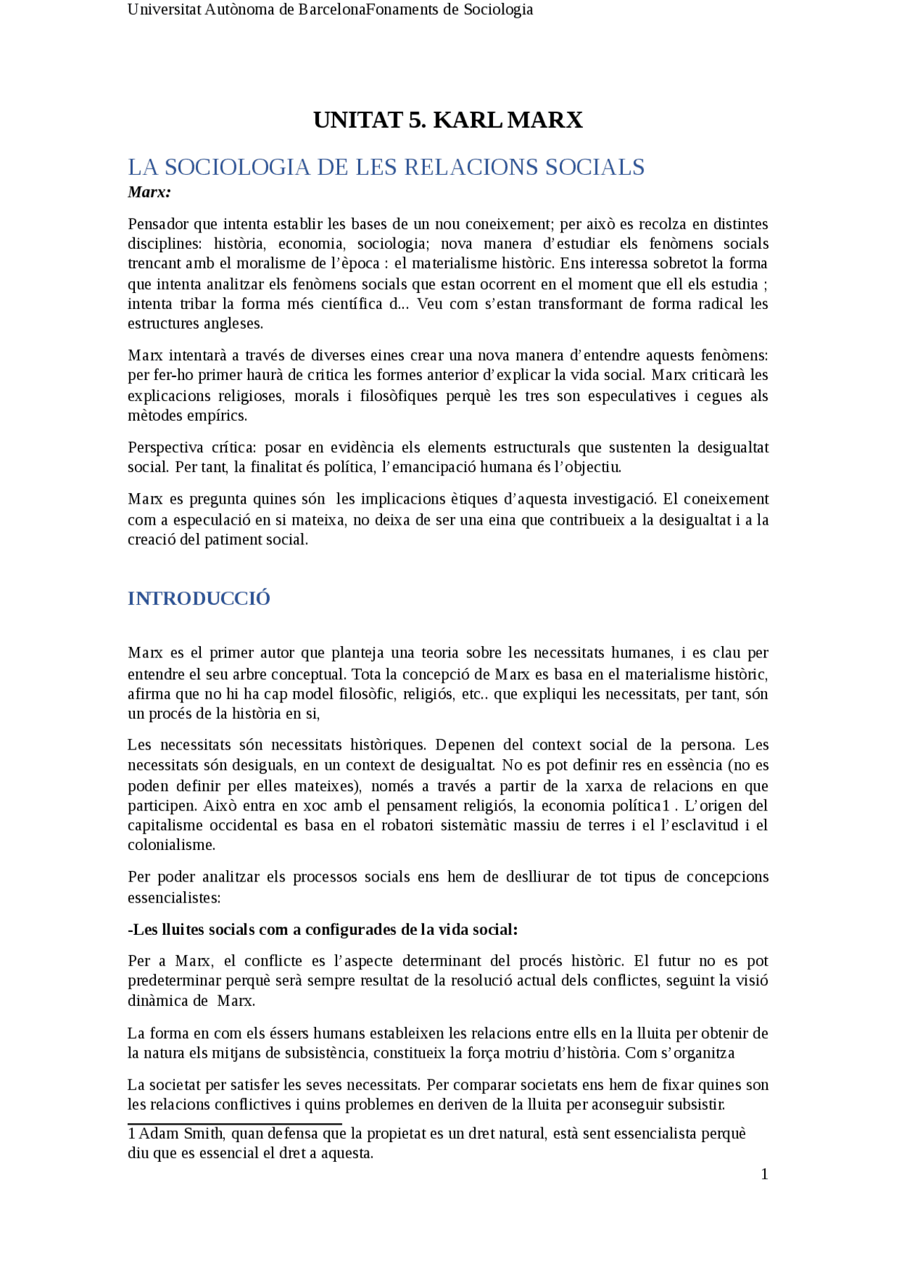 Apunts Sociologia Marx Docsity