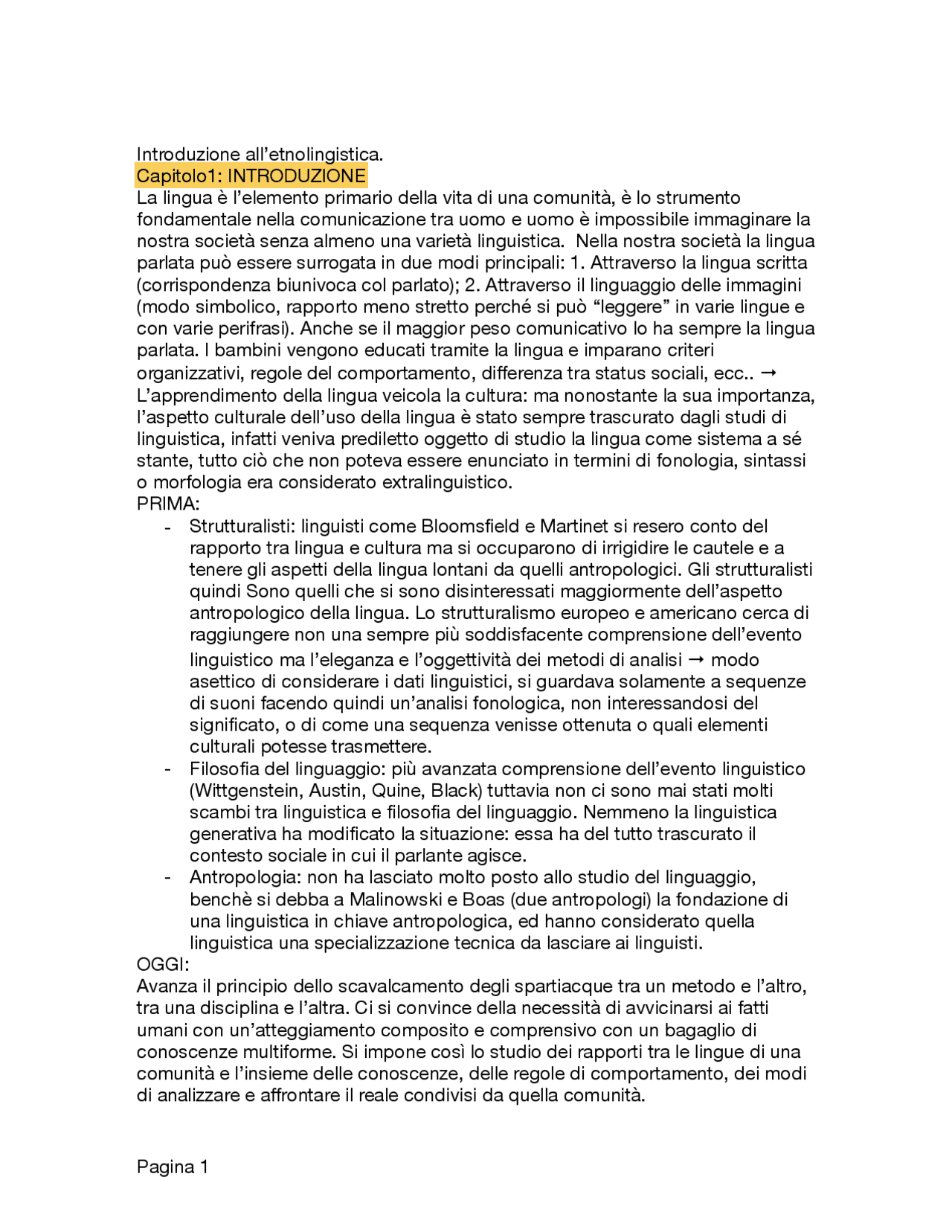 Riassunto Introduzione Alletnolinguistica Docsity