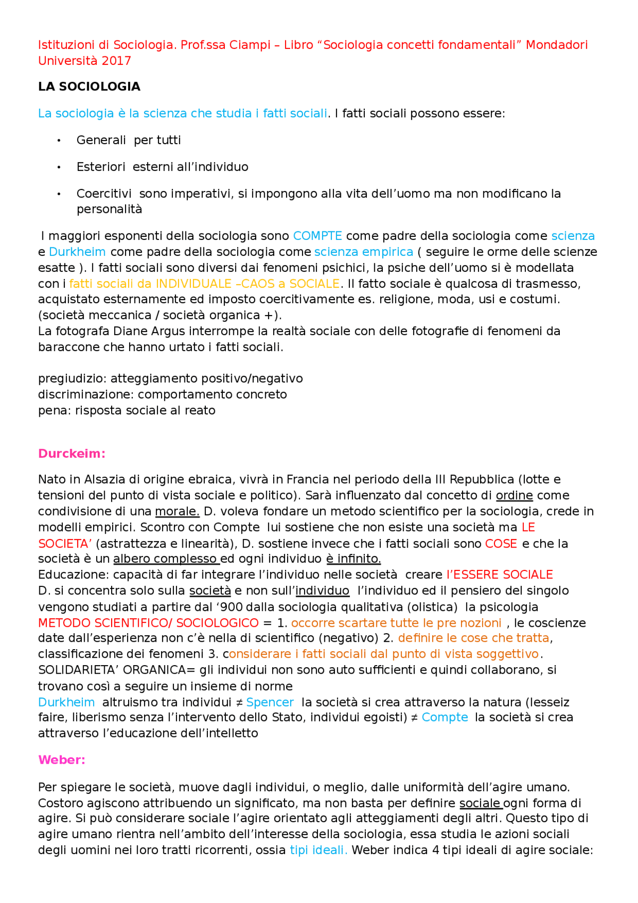 Sociologia Concetti Fondamentali Docsity