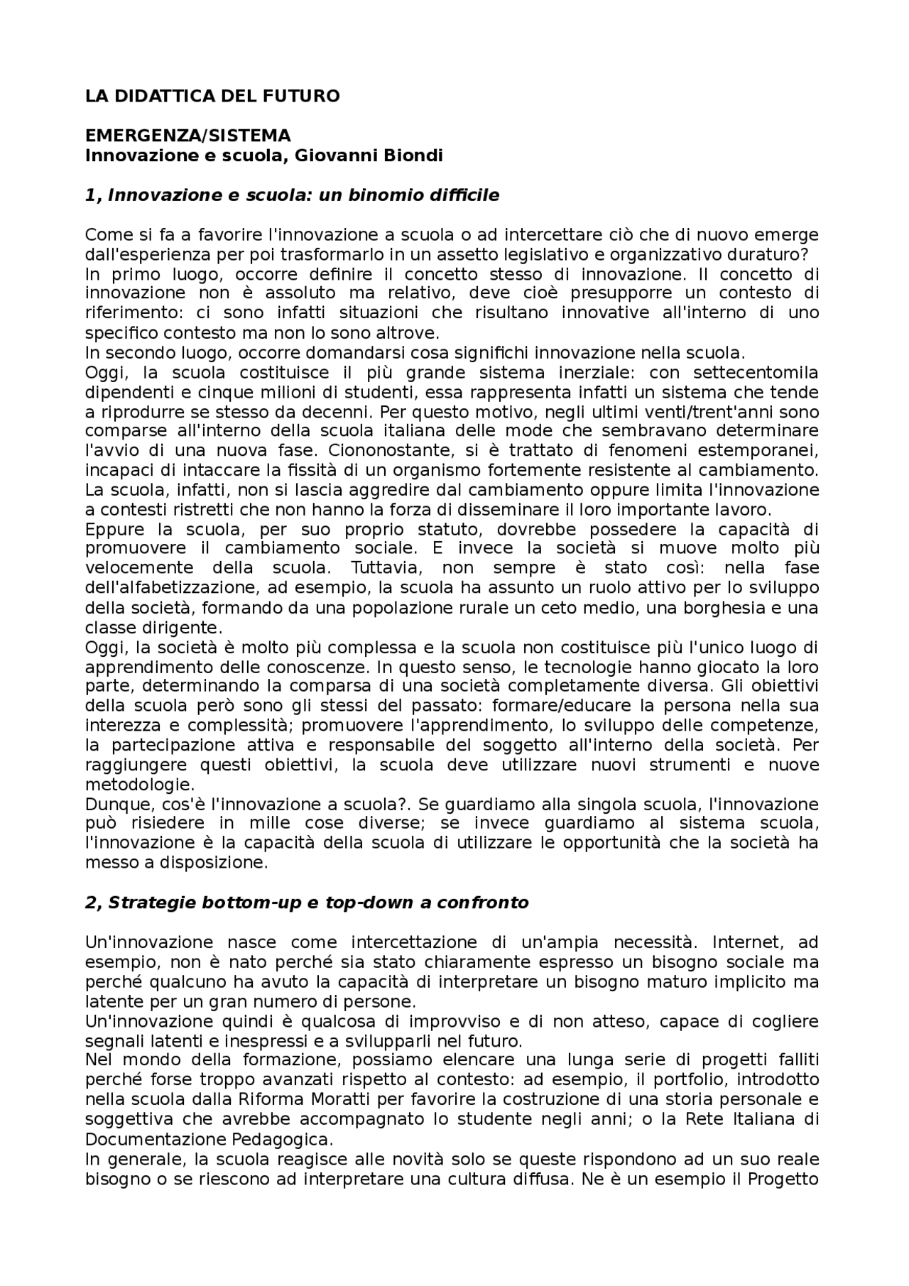 La Didattica Del Futuro Alessandra Anichini Docsity
