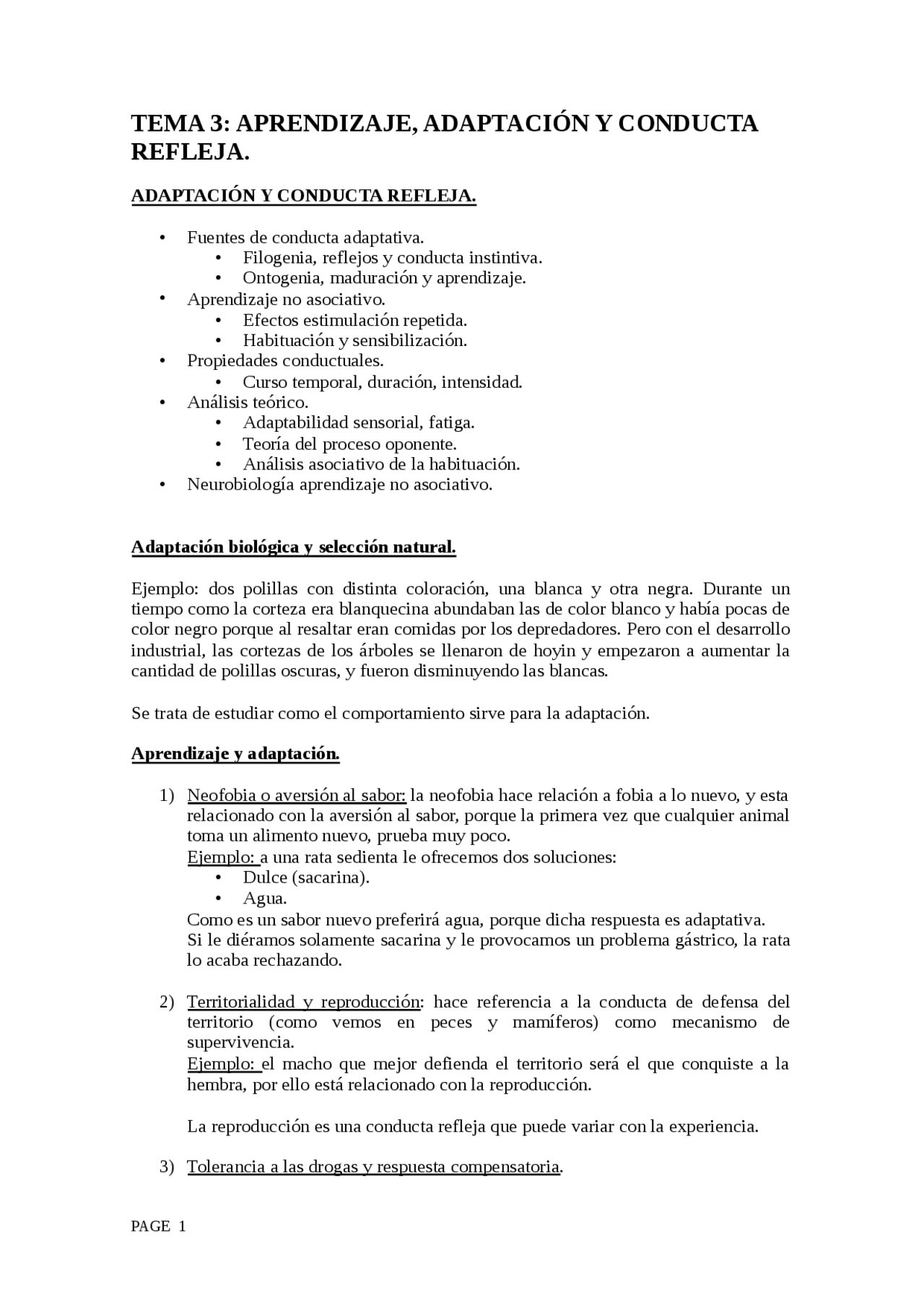 Aprendizaje, adaptación y conducta refleja: Fuentes y mecanismos de ...
