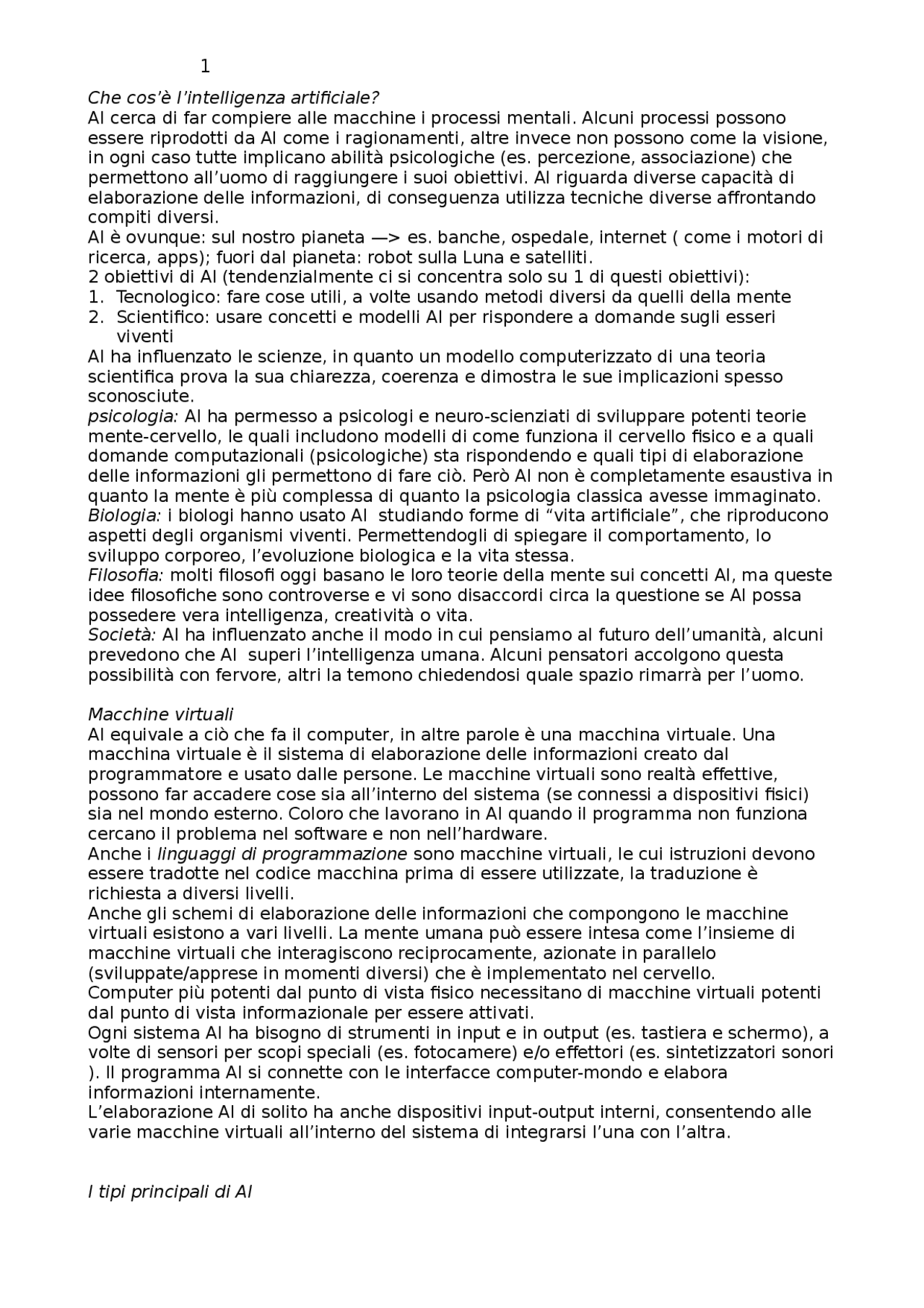 Intelligenza Artificiale Docsity