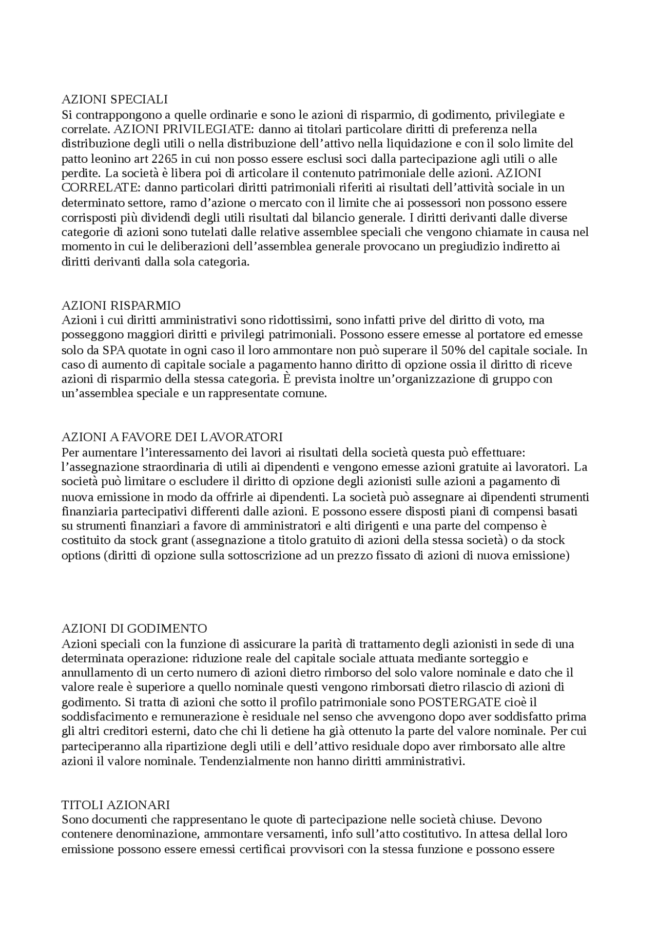Nozioni Di Diritto Delle Società Prove Desame Di Diritto Delle