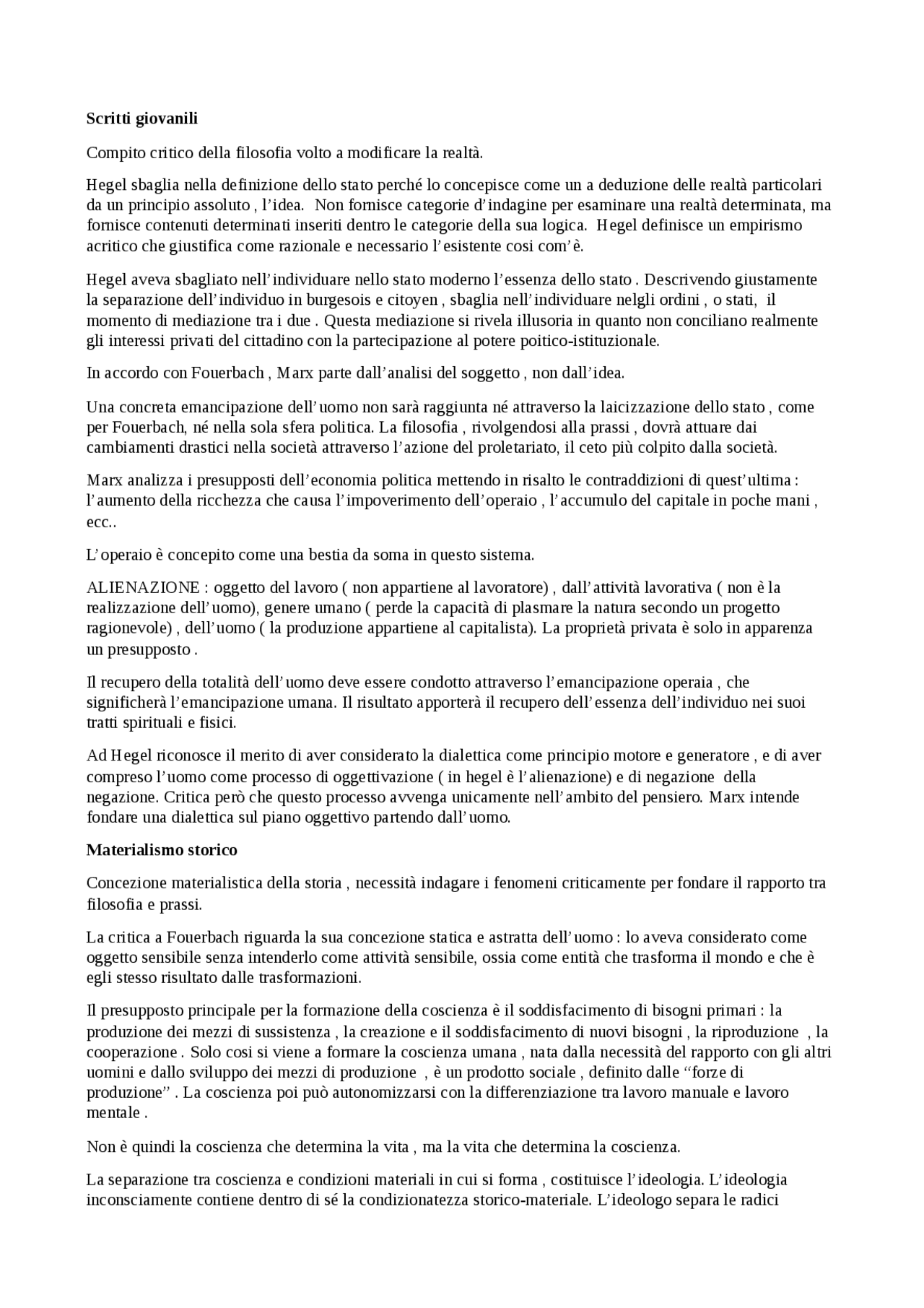 Riassunto Marx E Engels Docsity