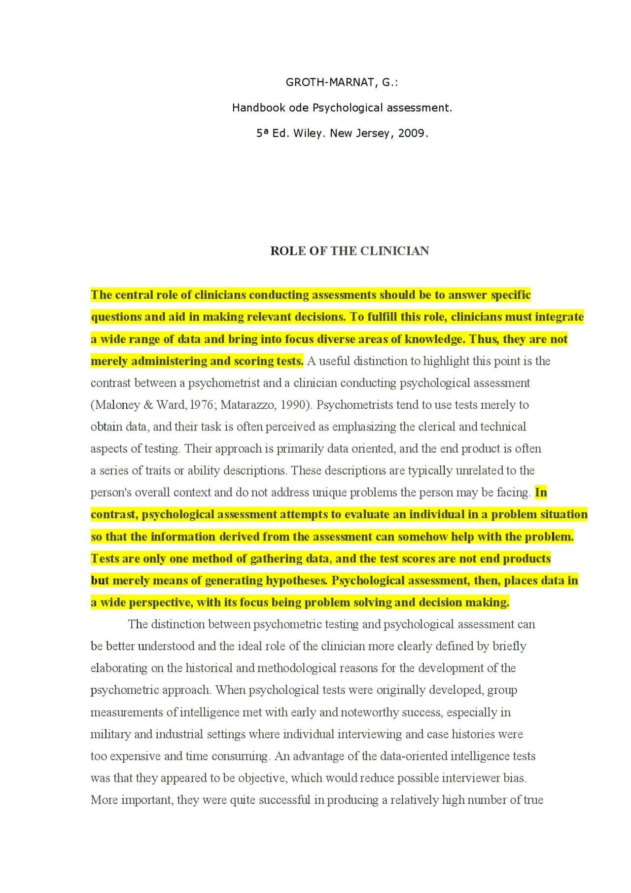 Articulo de groth marant - Docsity