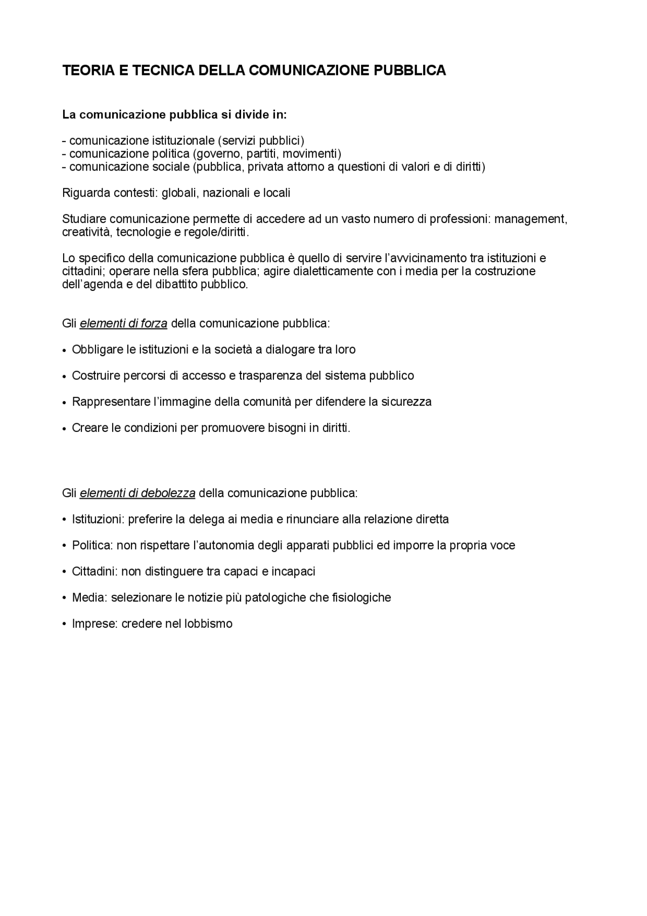 Teorie E Tecniche Della Comunicazione Pubblica Docsity