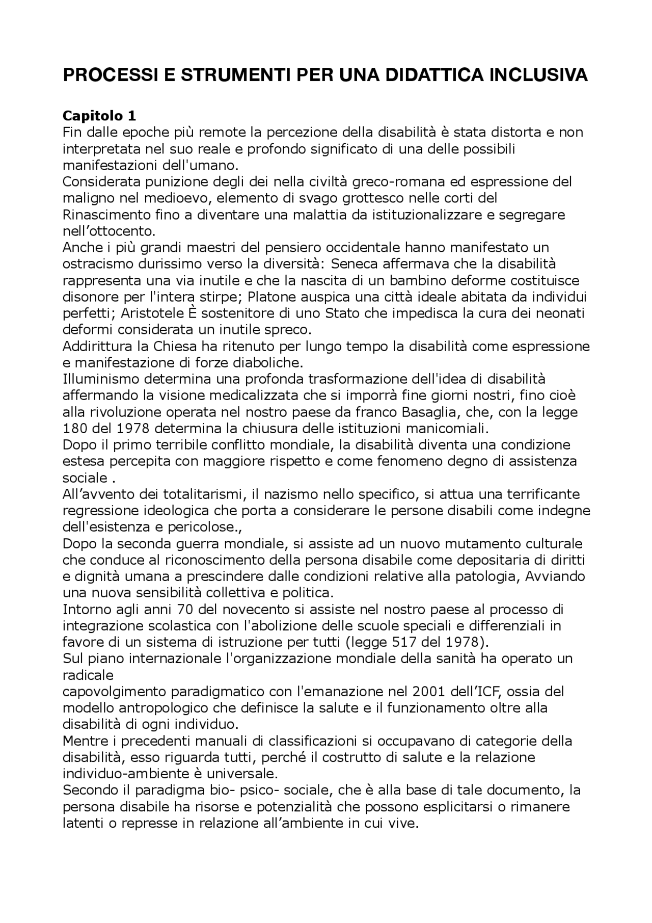 Riassunti Didattica Speciale Sintesi Del Corso Di Didattica