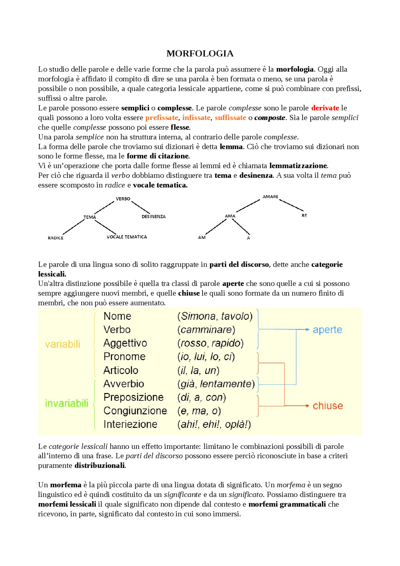 Appunti Sulla Morfologia Docsity