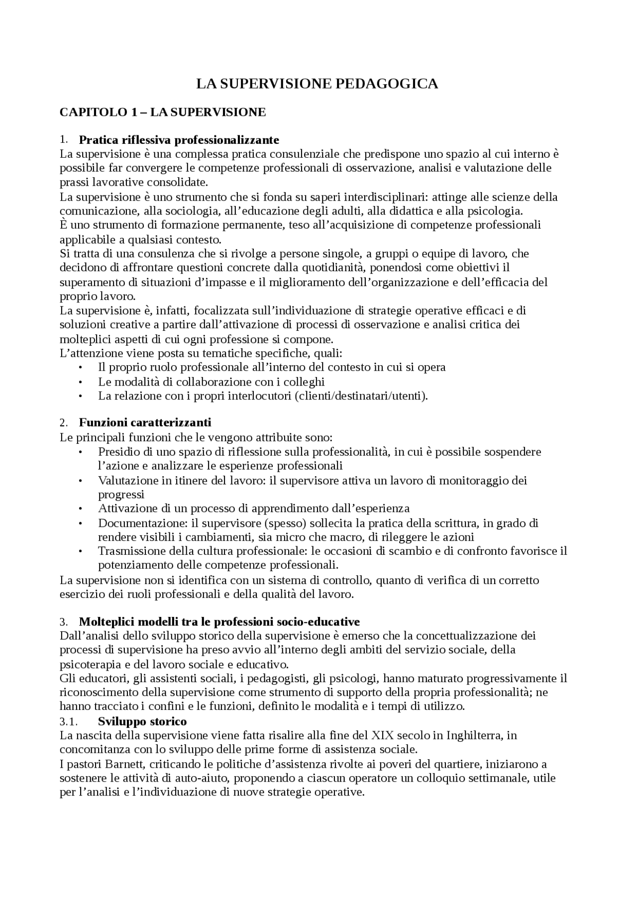 La Supervisione Pedagogica Docsity