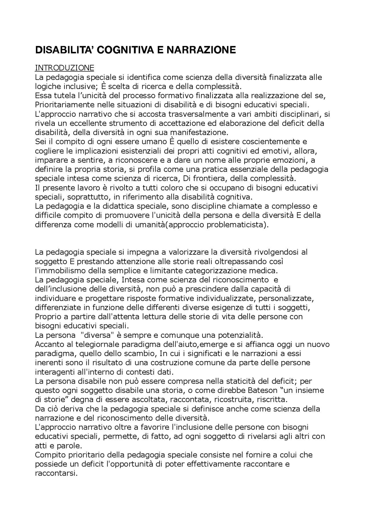 Riassunti 4 Libri Didattica Speciale Docsity
