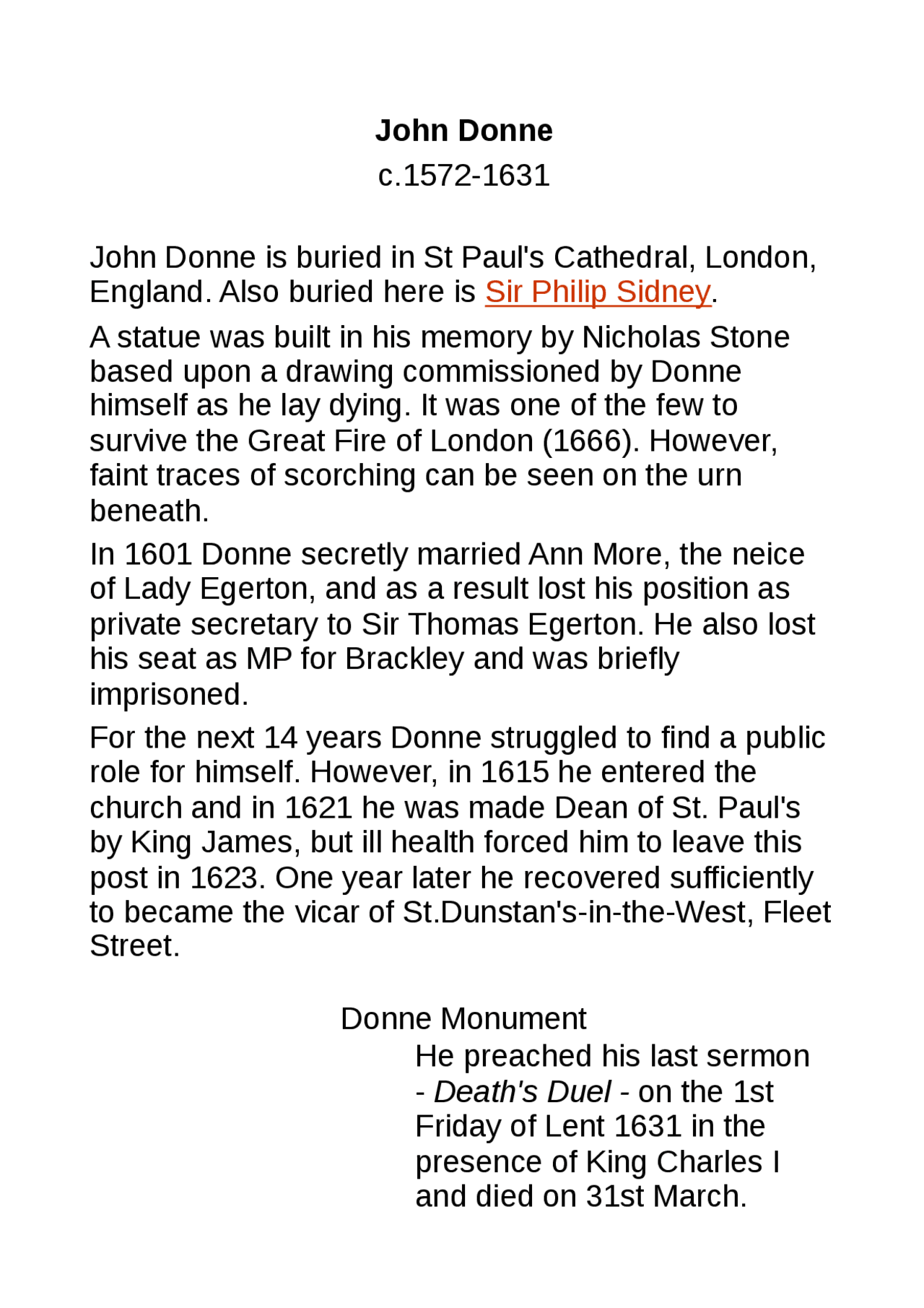 John Donne Sintesi Docsity
